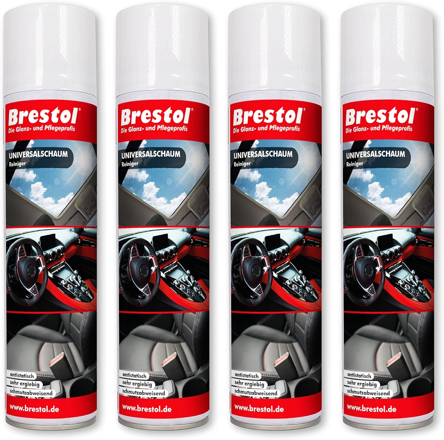 Brestol Autoreiniger 4x 400 ml Sprühdose - Universalreiniger Schaum ...