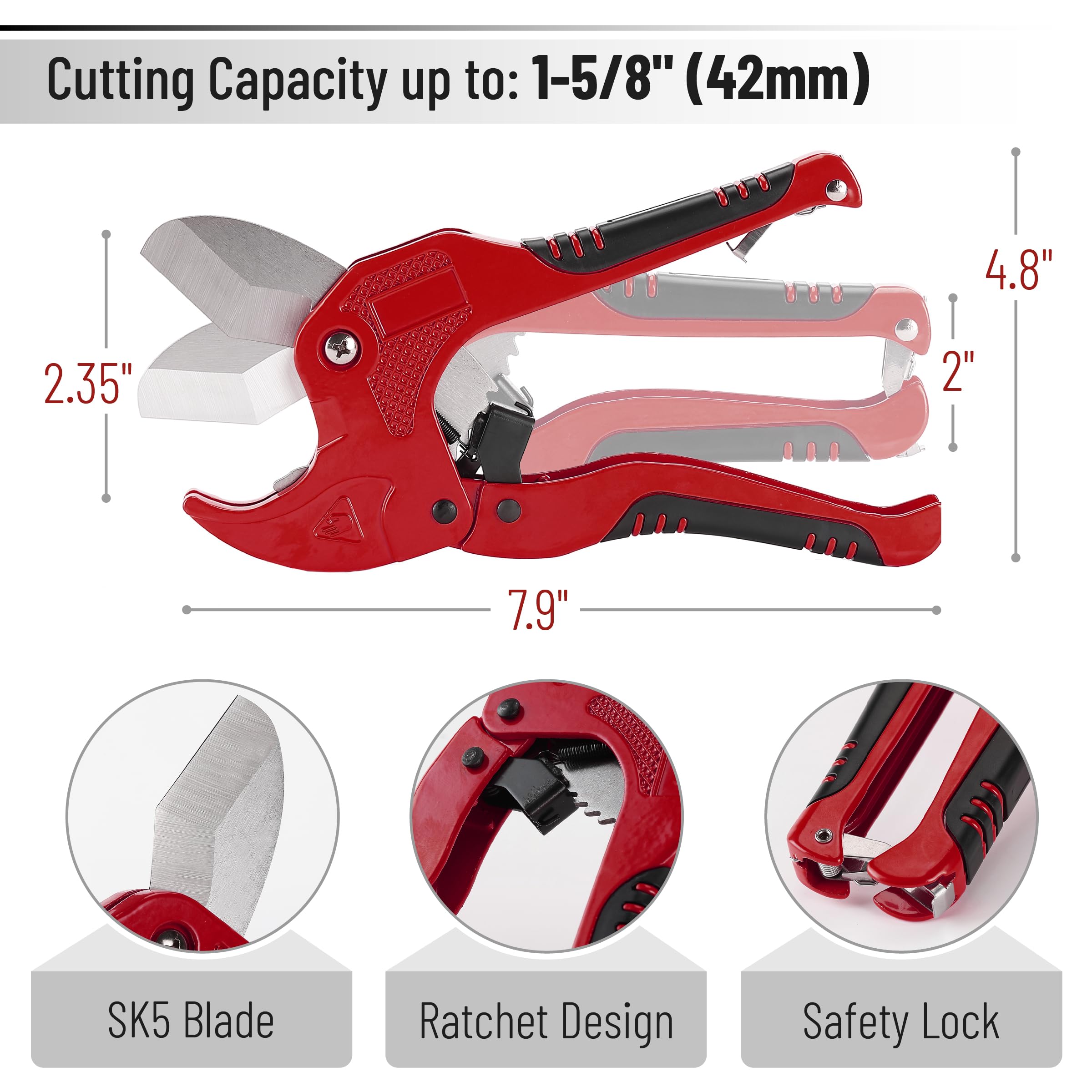 Snapklik.com : Bates- PVC Pipe Cutter, Cuts Up To 1-1/4", Red ...