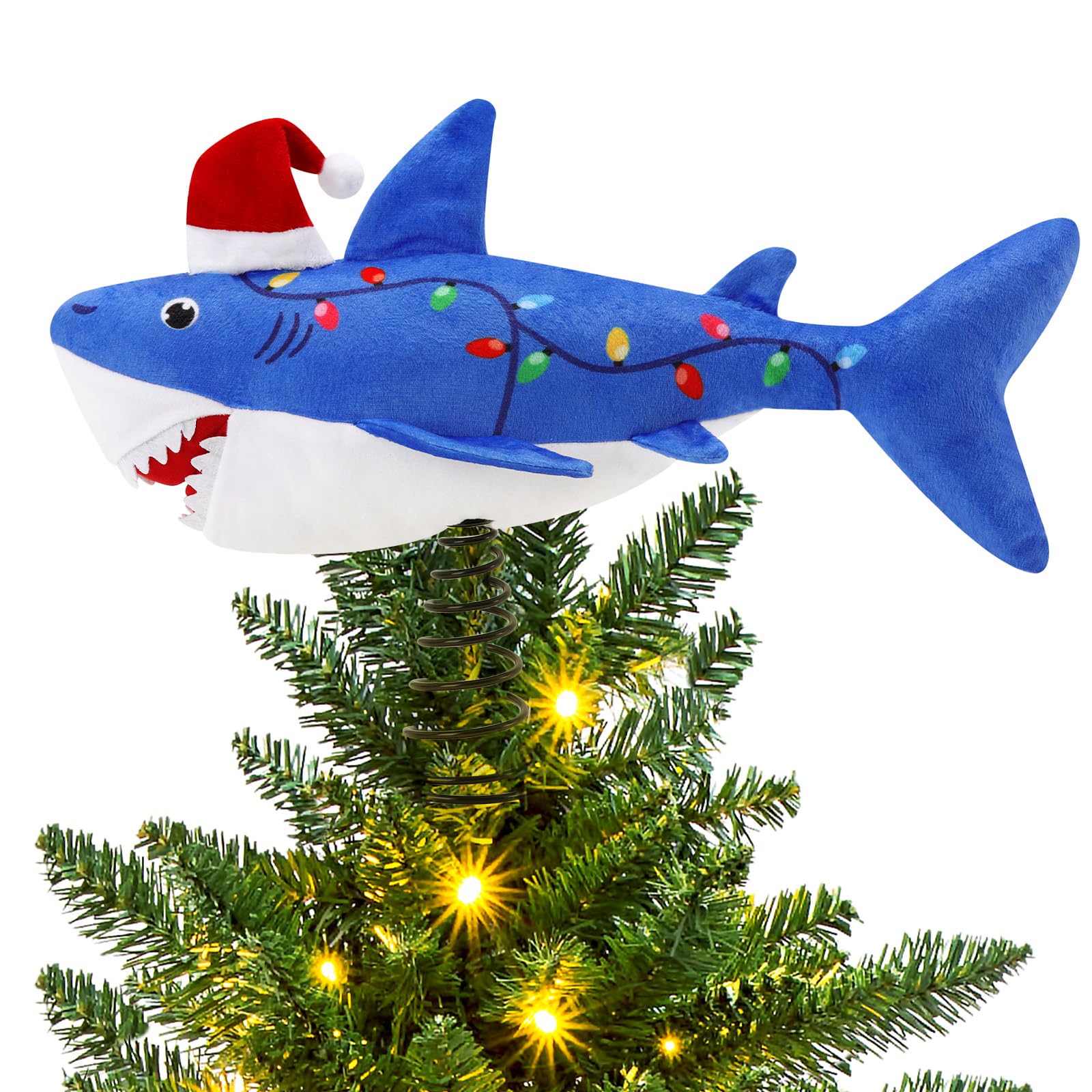 Amazon.com: Percozzi Shark Christmas Tree Topper with Stand and ...