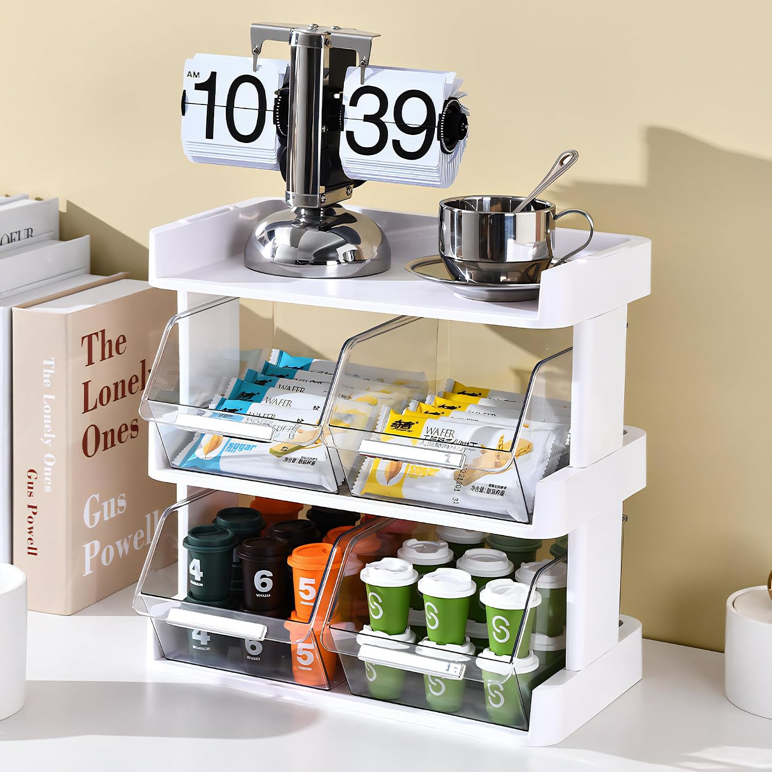 Amazon.com: MineSign 3Tiers Coffee Station Organizer 4 Compartments ...