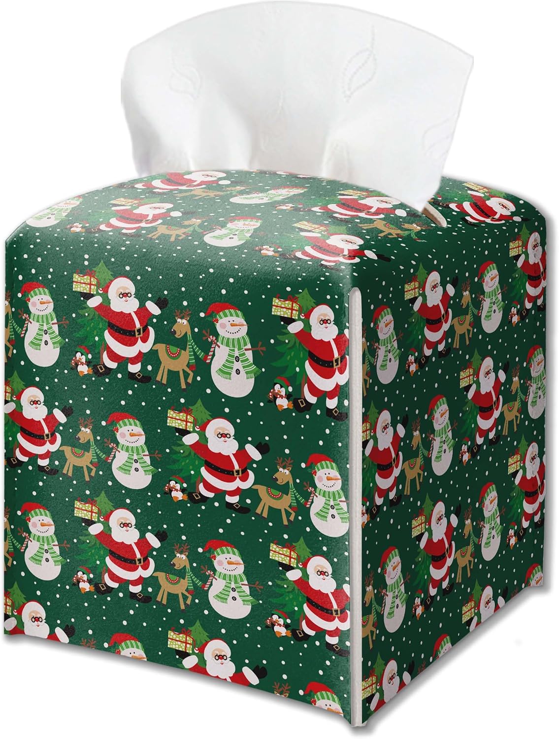 Amazon.com: Christmas Snowman Tissue Box Cover, Santa Claus Square ...