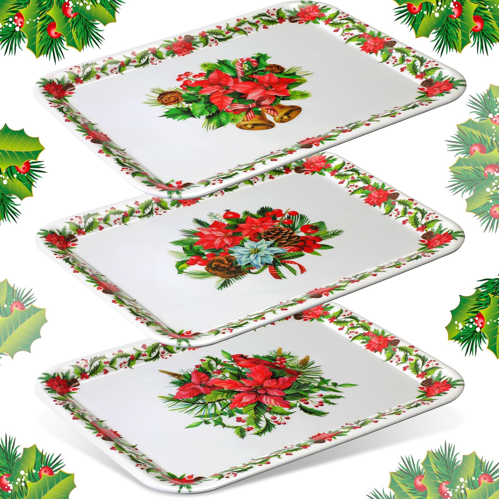 Amazon.com: Viynran Christmas Tree Melamine Tray - Santa & Snowman ...