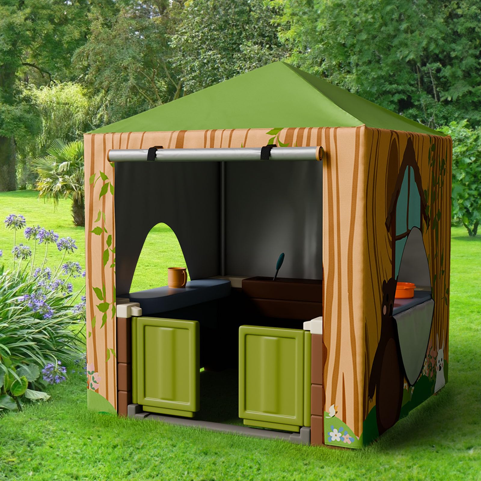 Amazon.com: Tchvt Outdoor Playhouse Cover-420D Waterproof Kids ...