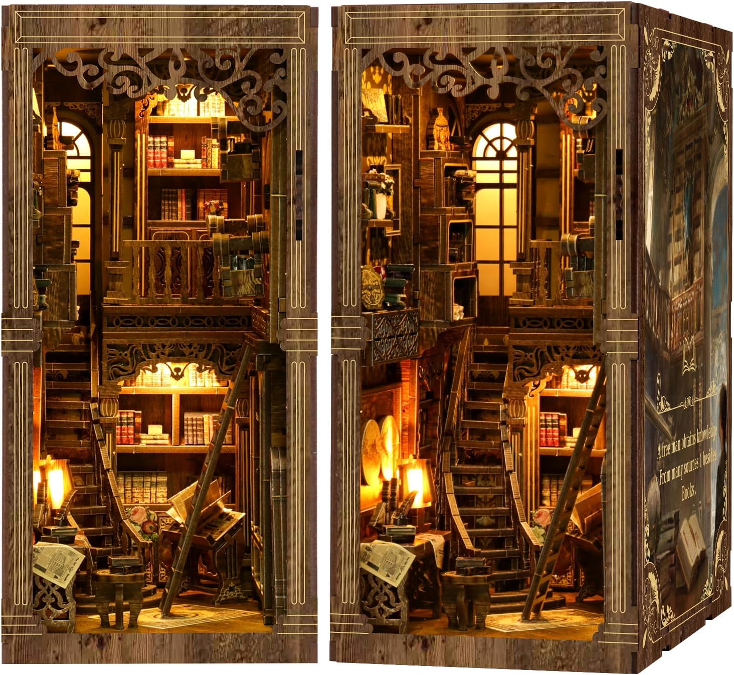 Amazon.com: DIY Book Nook Kits for Adults, 3D Wooden Puzzles Bookends ...