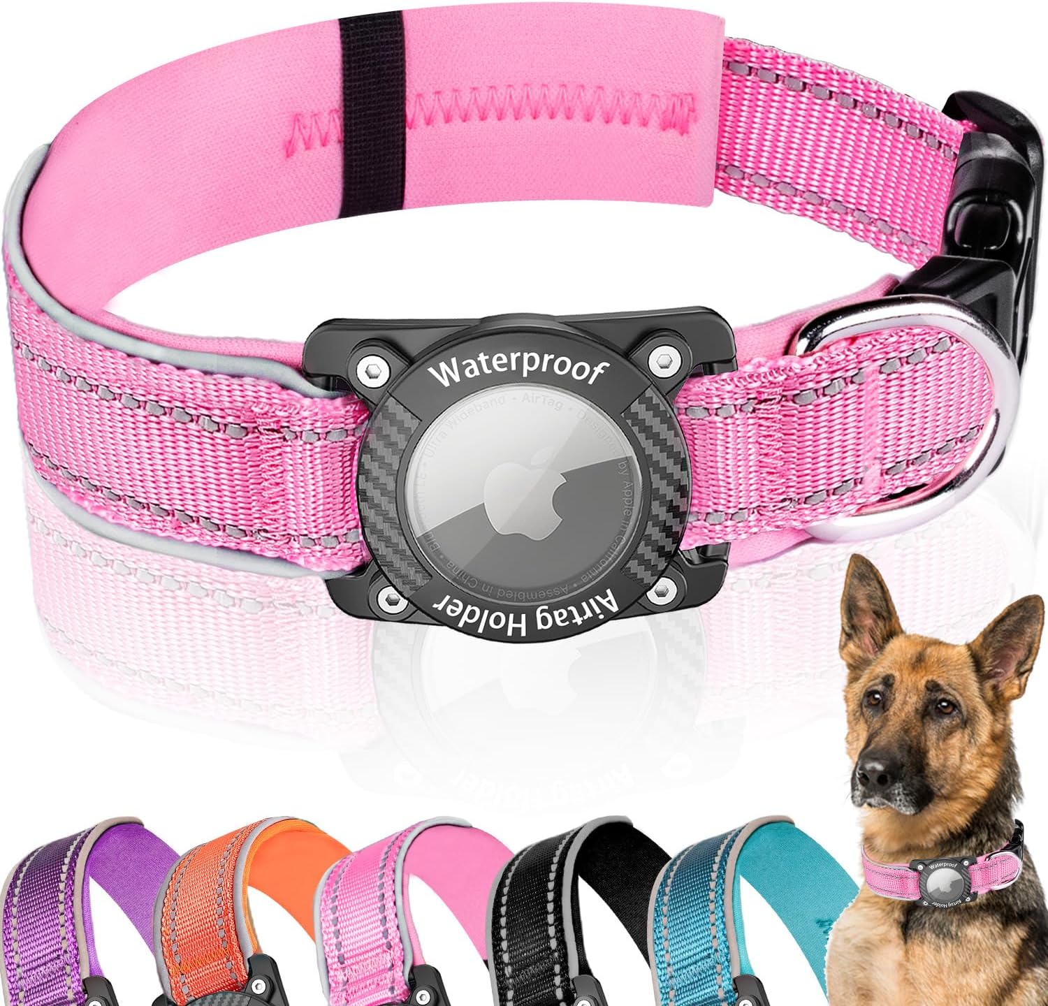 AgoumLux Airtag Dog Collar Stand Waterproof 100% Waterproof Nylon ...