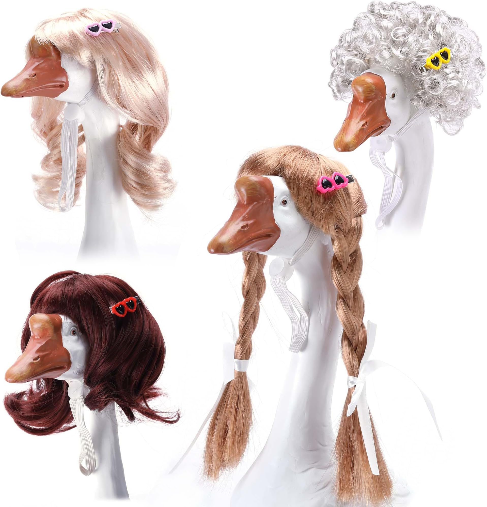 Amazon.com: SEIMMIE 4 Pcs Porch Goose Wigs - Cute Porch Goose Statue ...