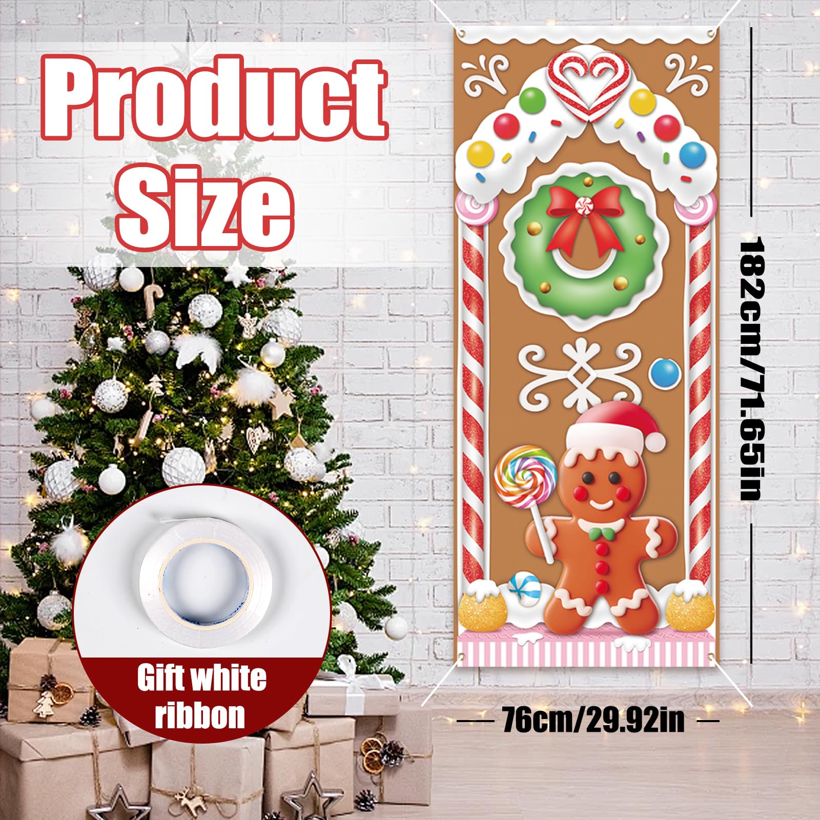 Snapklik.com : Christmas Gingerbread House Door Cover Decorations ...