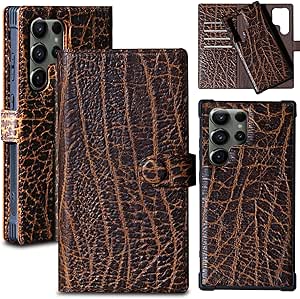 Amazon.com: RMAWRAD Leather Case Wallet Compatible with Samsung Galaxy S25 Ultra,Genuine ...