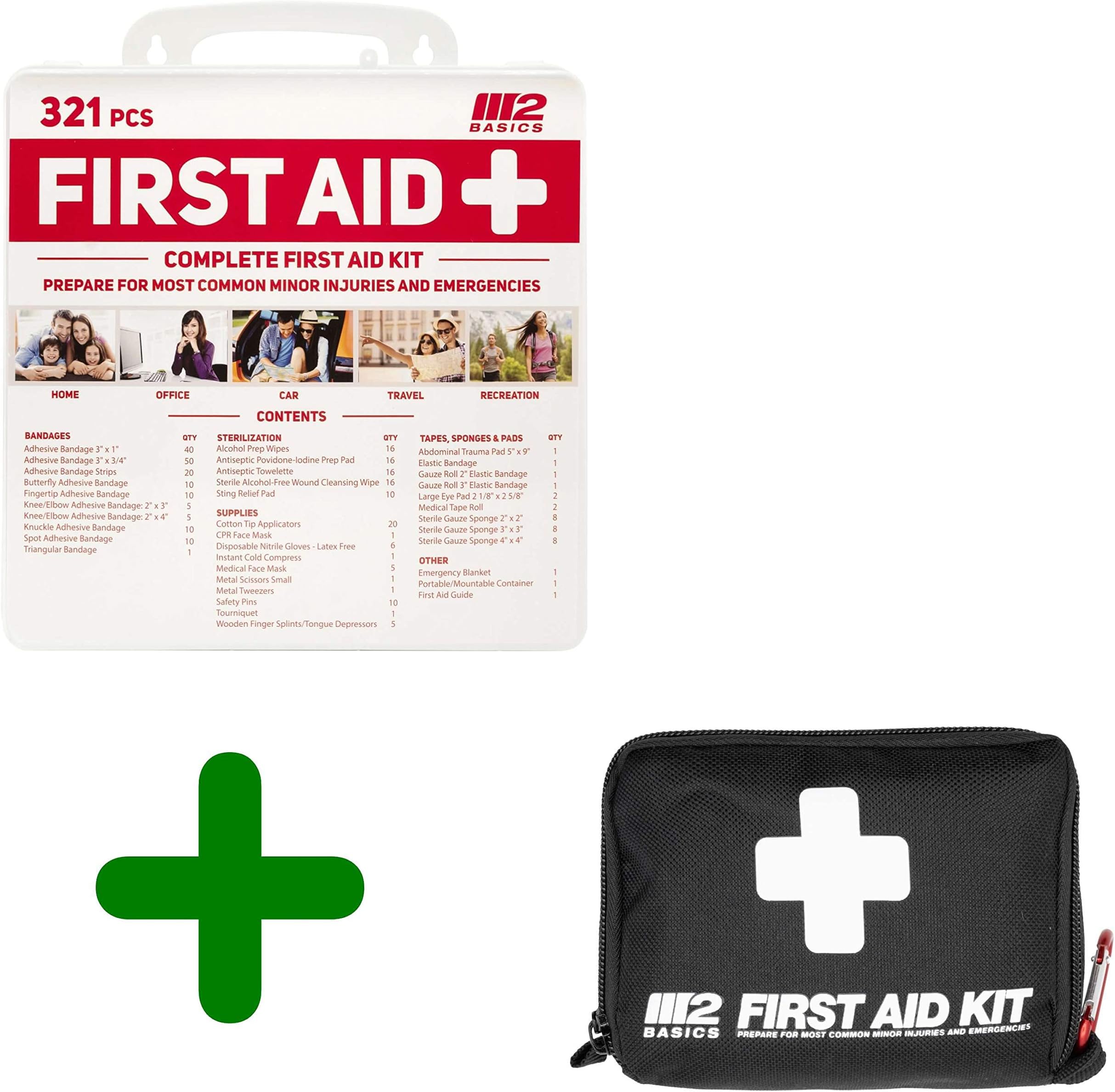 Amazon.com: Compact Bundle: 2 Pack 321 Piece + 150 Piece First Aid Kits ...