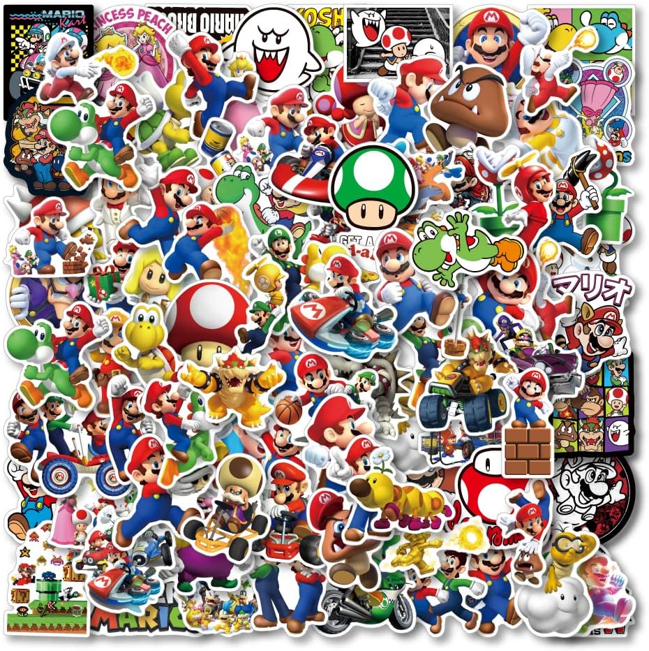 100PCS Super Mario Stickers for Water Bottles, Laptop, Skateboard ...