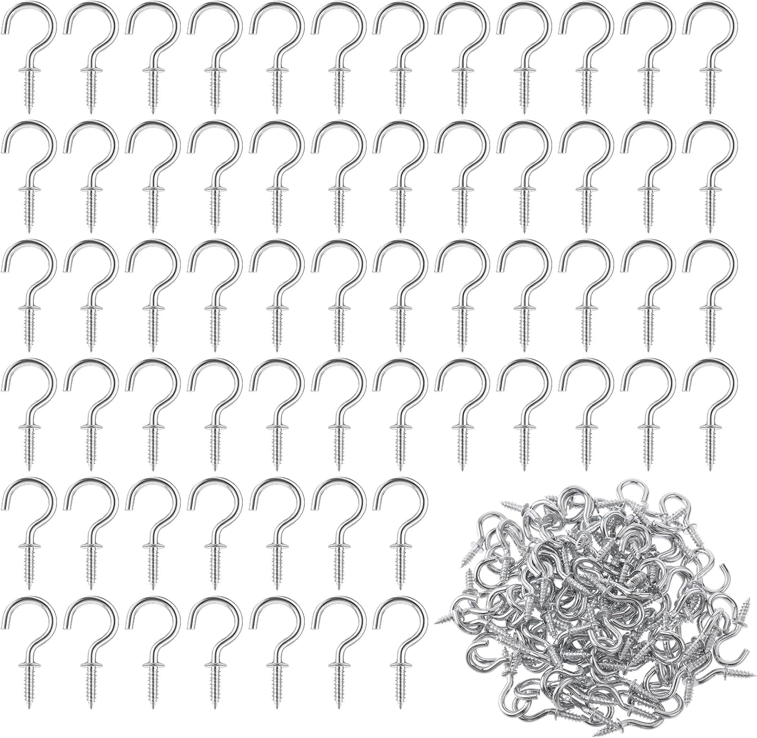 Amaxiu 100 Pack Small Metal Screw Hooks, 1/2 Inch Jewelry Hooks String ...