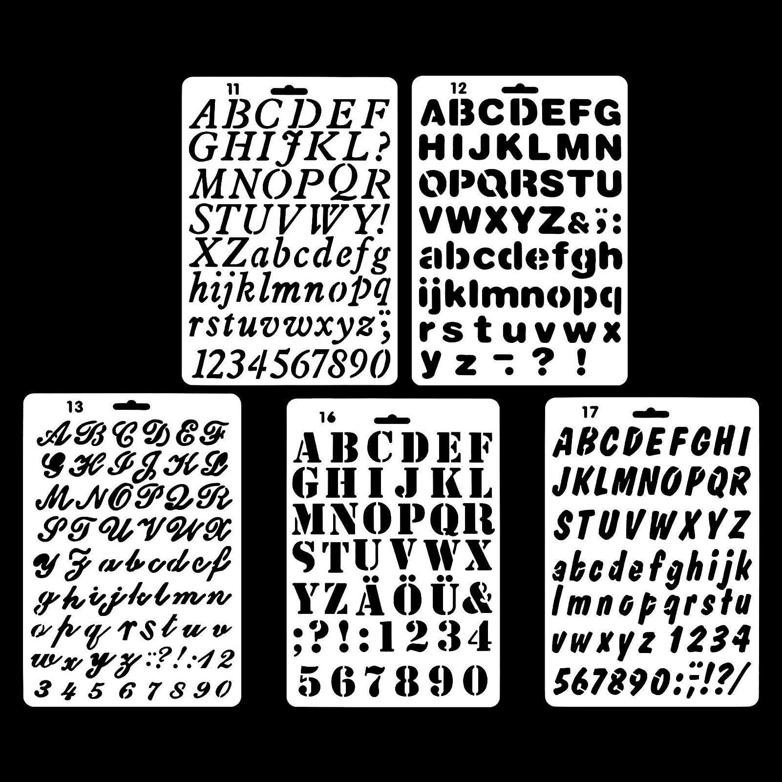 Buy 5 PCS Stencils Letters Assorted Styles Alphabet Stencils Letters ...
