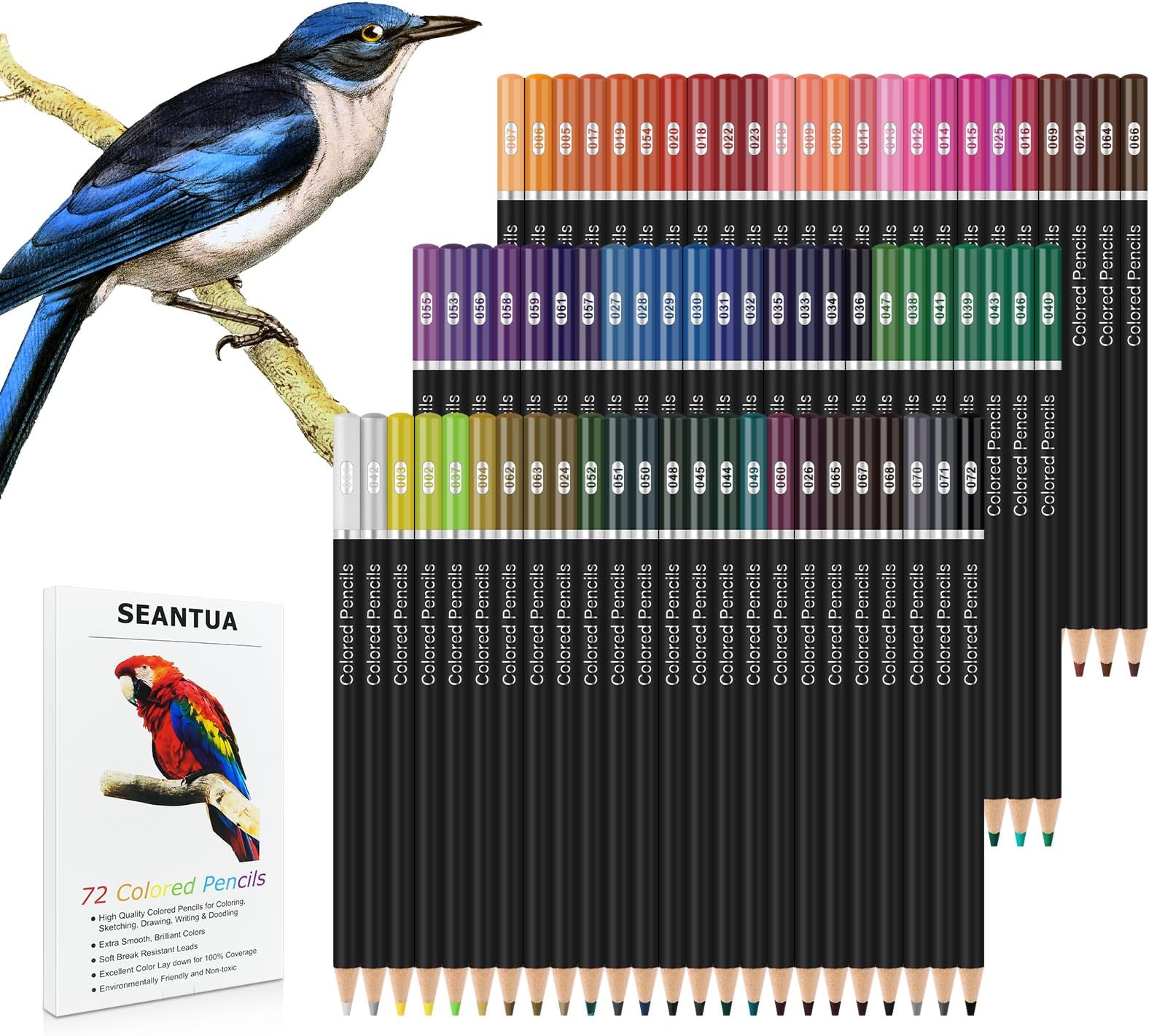 SEANTUA 72 Coloured Pencils Set for Adult, Quality Soft Core, Oil Based ...