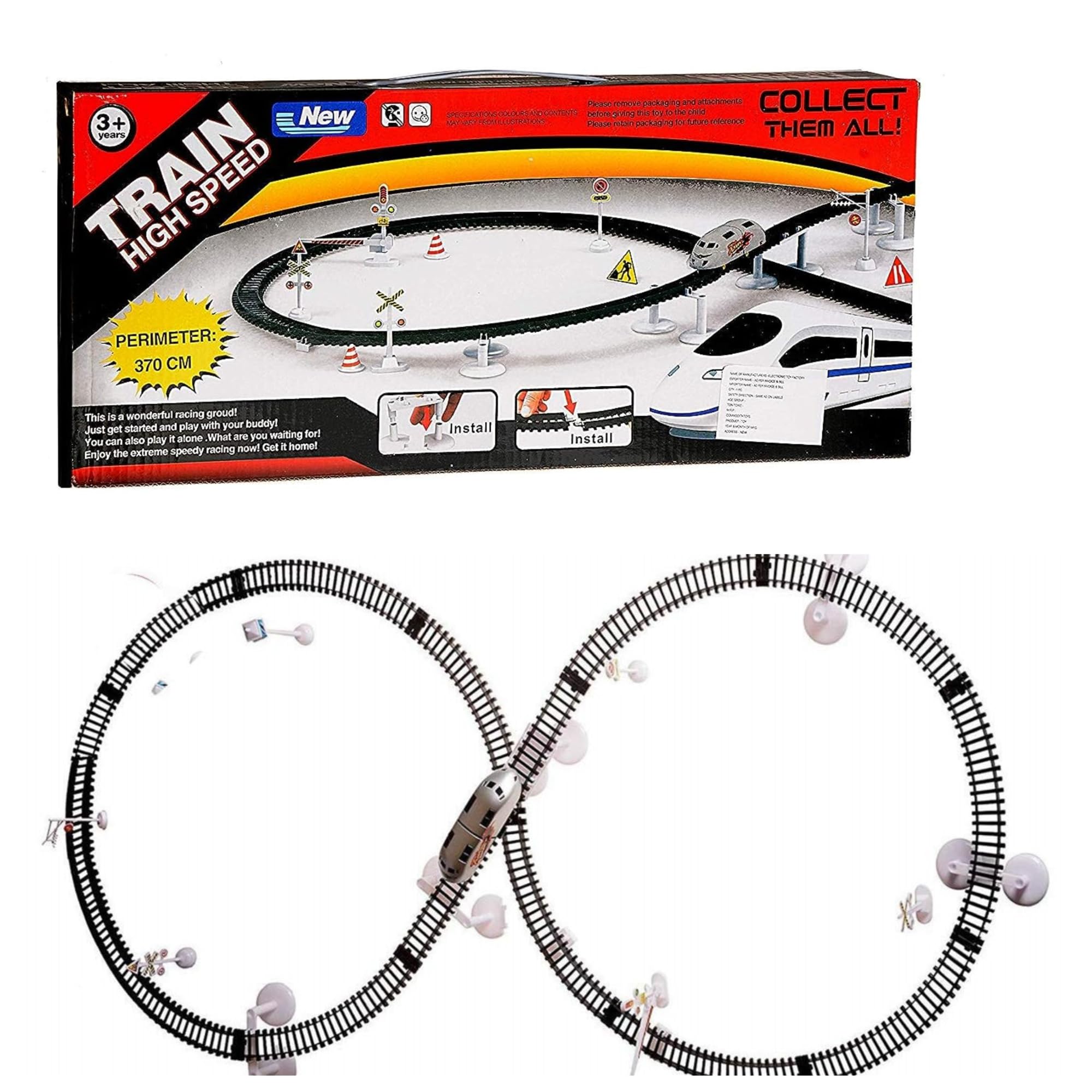 Buy Toyrist Train Toys Track Set for Kids High-Speed Battery Operated ...