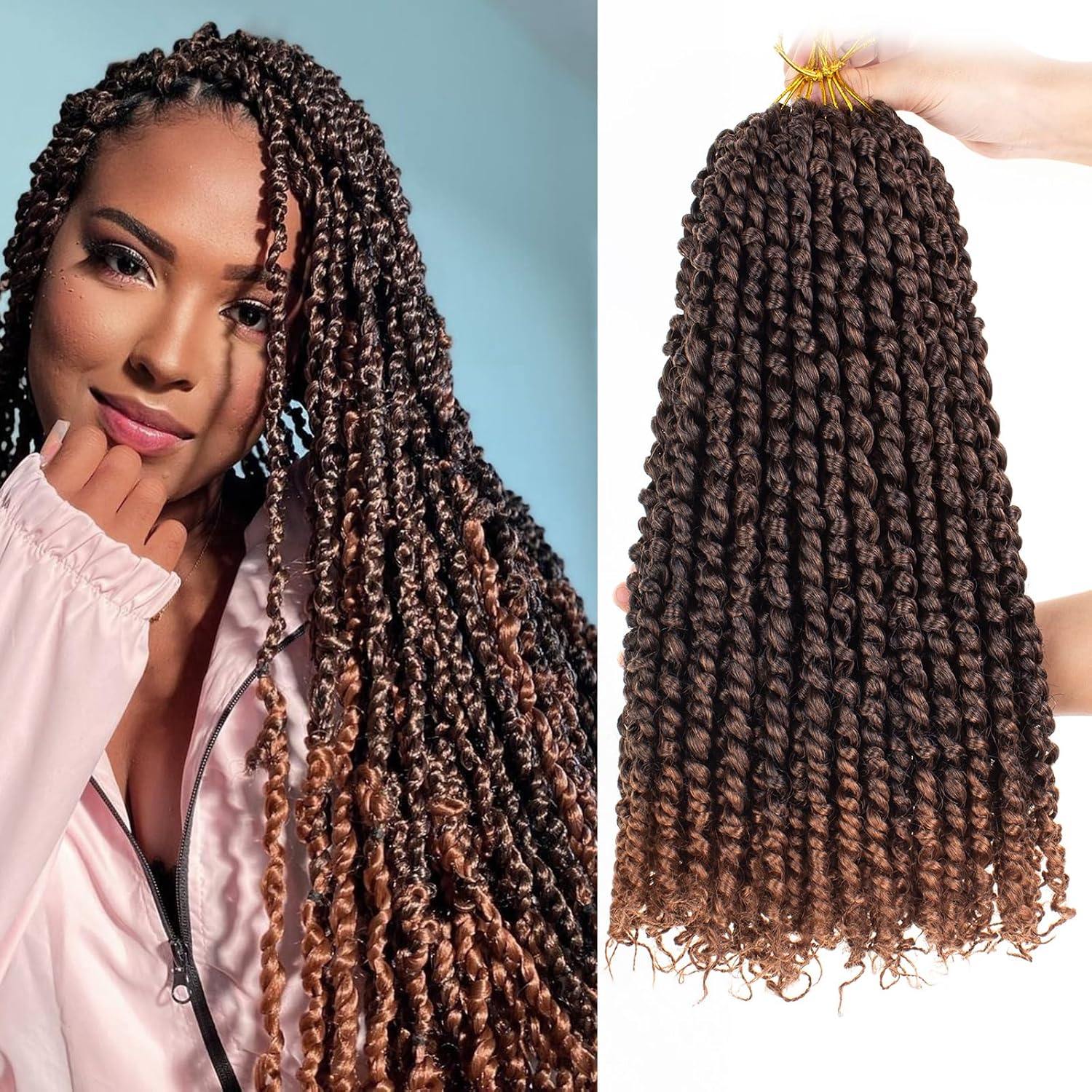 Amazon.com : Leeven Crochet Hair for Women 16 Inch Pre Twisted Passion ...