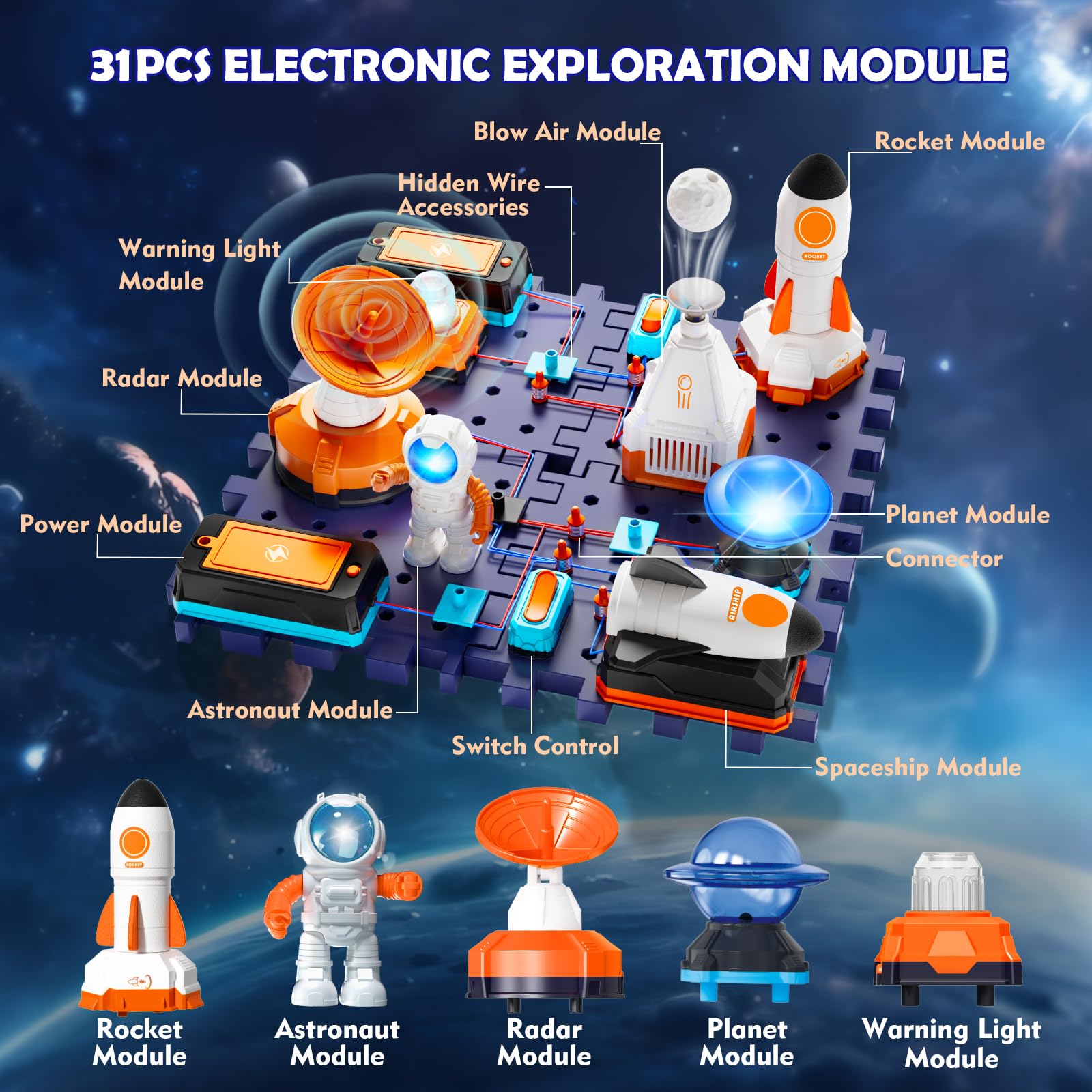Snapklik.com : VATOS Space Science Circuit Kits For Kids - 31PCS ...