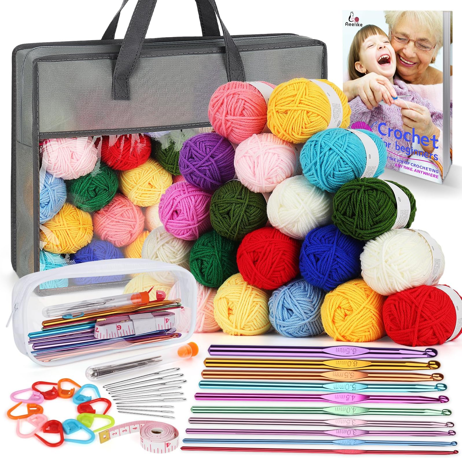 Amazon.com: Aeelike Yarn Kit, 1093 Yards Crochet Yarn for Crocheting ...