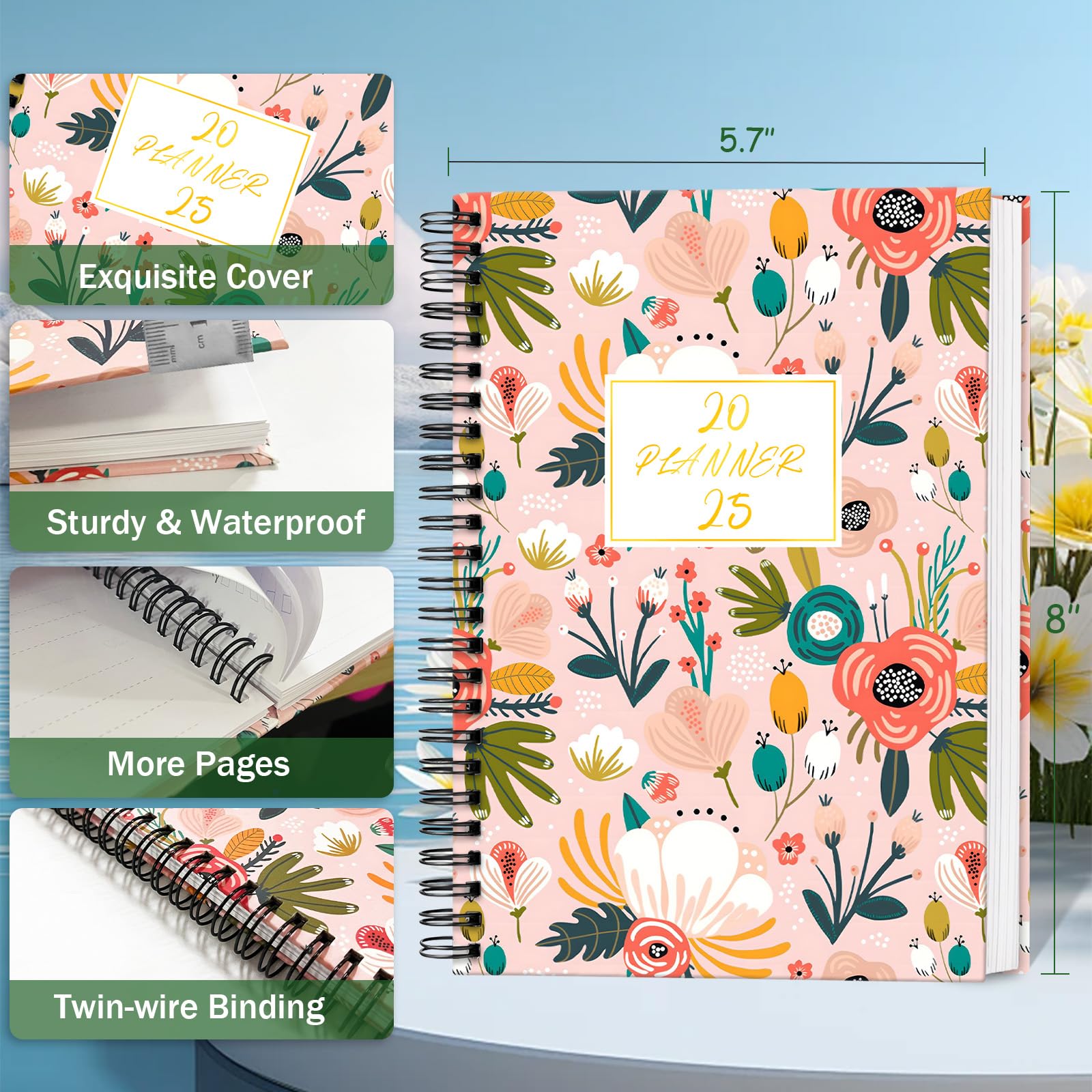 Snapklik.com : 2025 Flowers Planner - A5