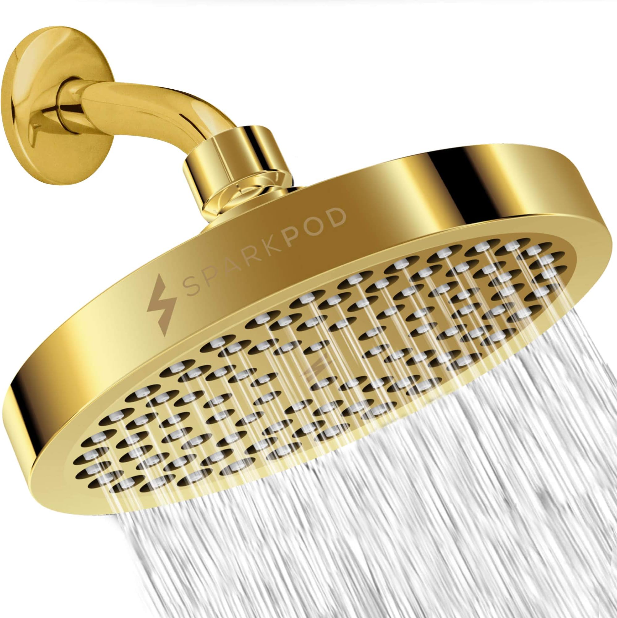 ShowerMaxx, Luxury Spa Series: ImperialShine Gold Rain Shower Head, 8 ...