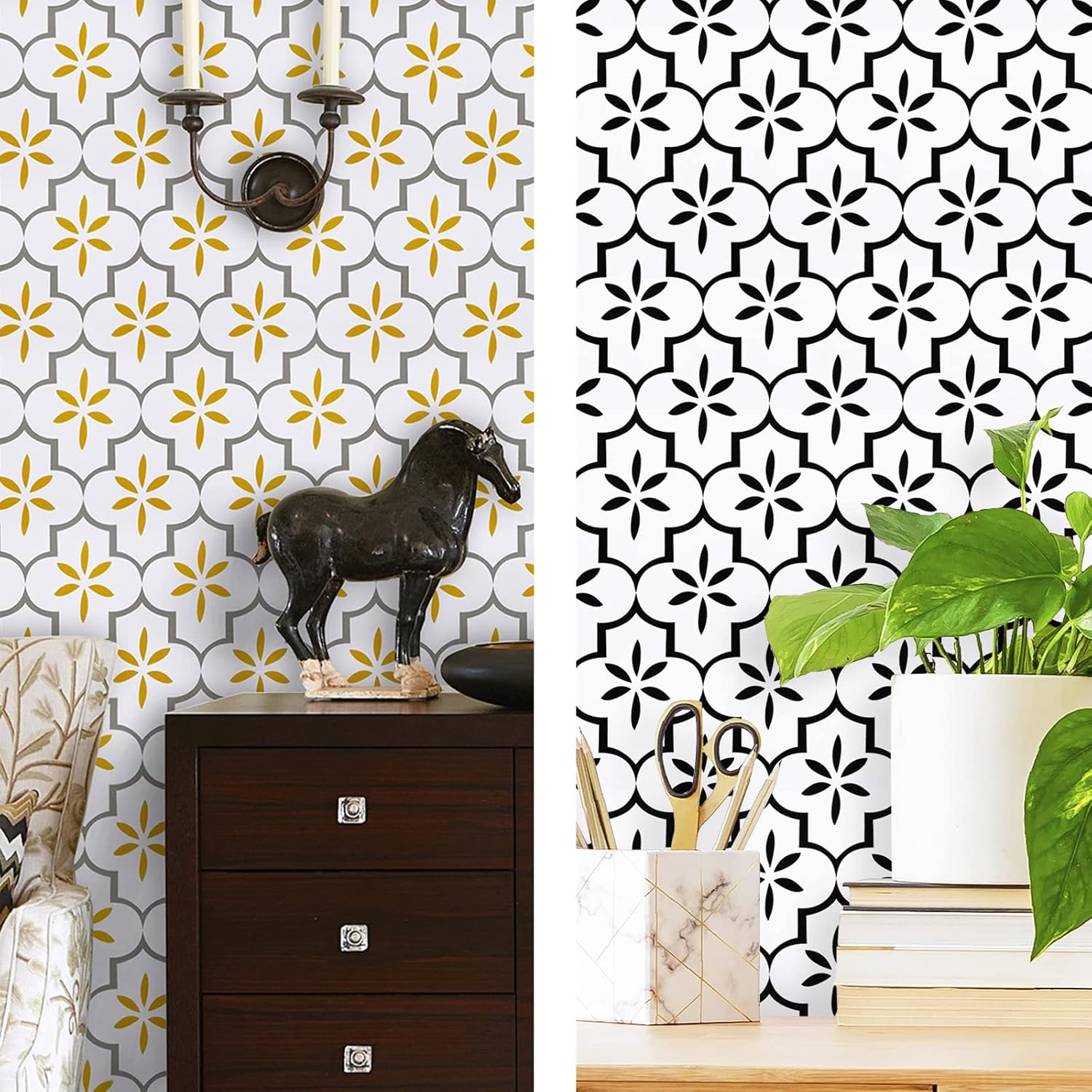 GloryTik 17.7"X118" Trellis Contact Paper Geometric Peel and Stick ...