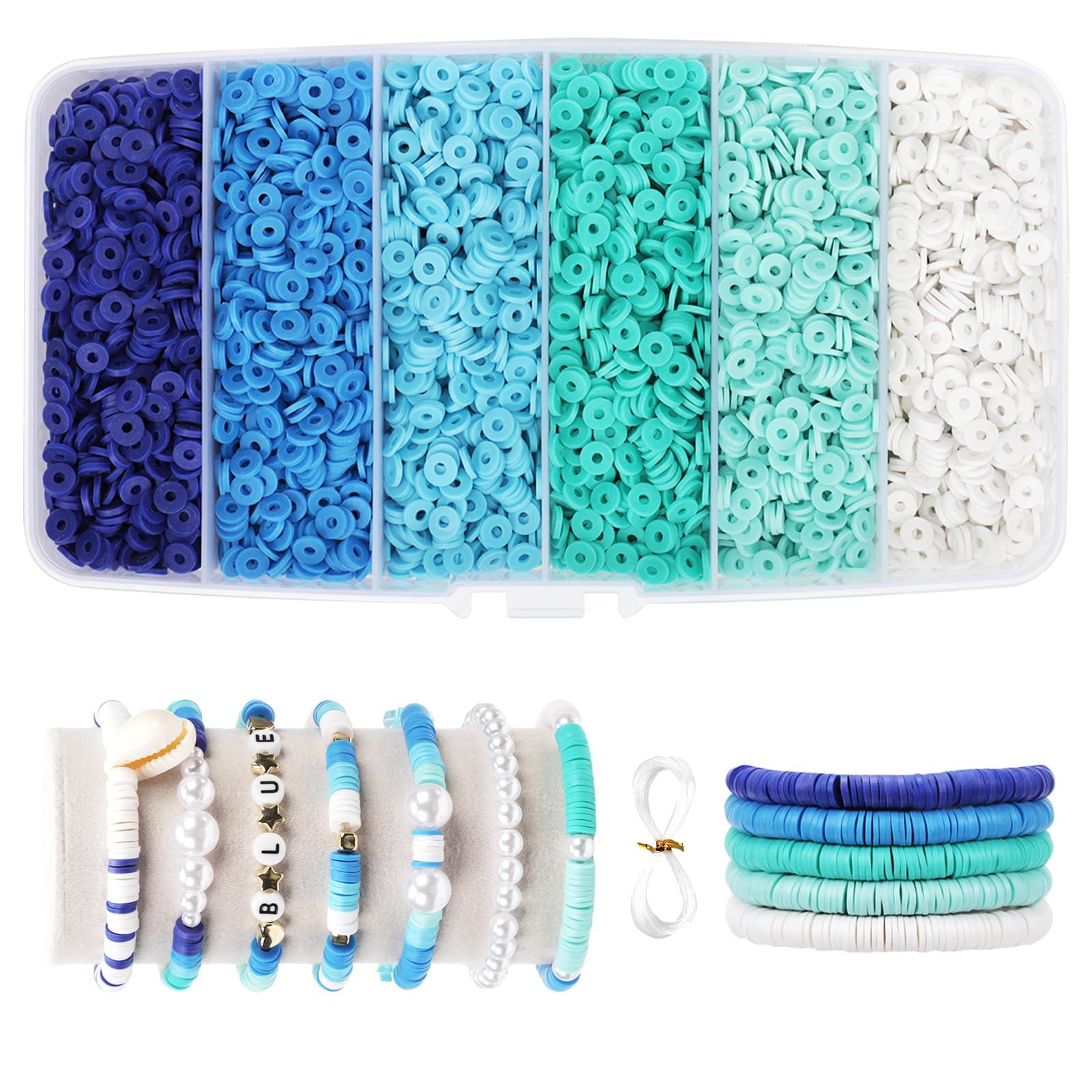 Amazon.com: 6000+Pieces Polymer Clay Beads, 6 Colors Clay Beads for ...
