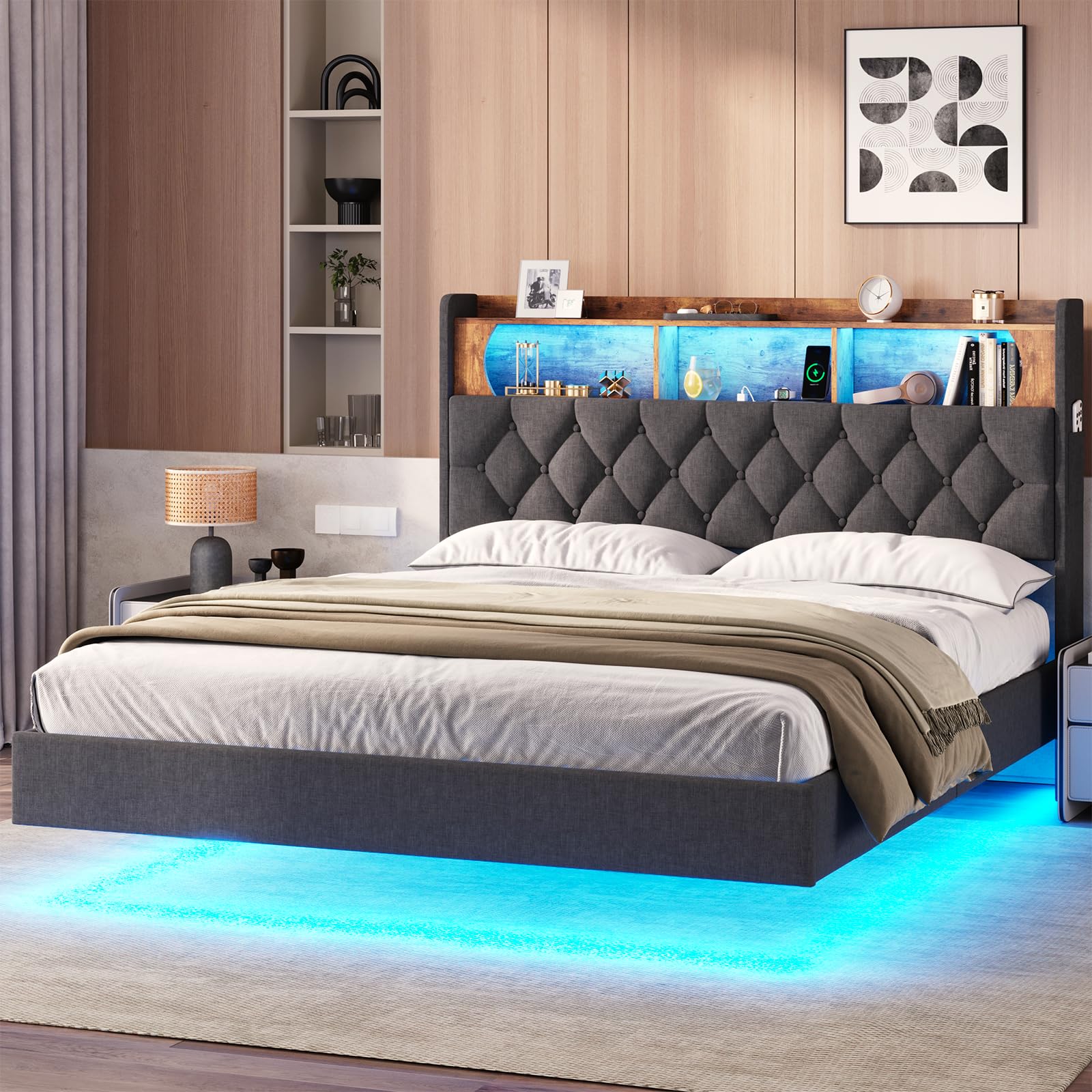 Amazon.com: BTHFST Floating Bed Frame Full Size with LED Lights ...