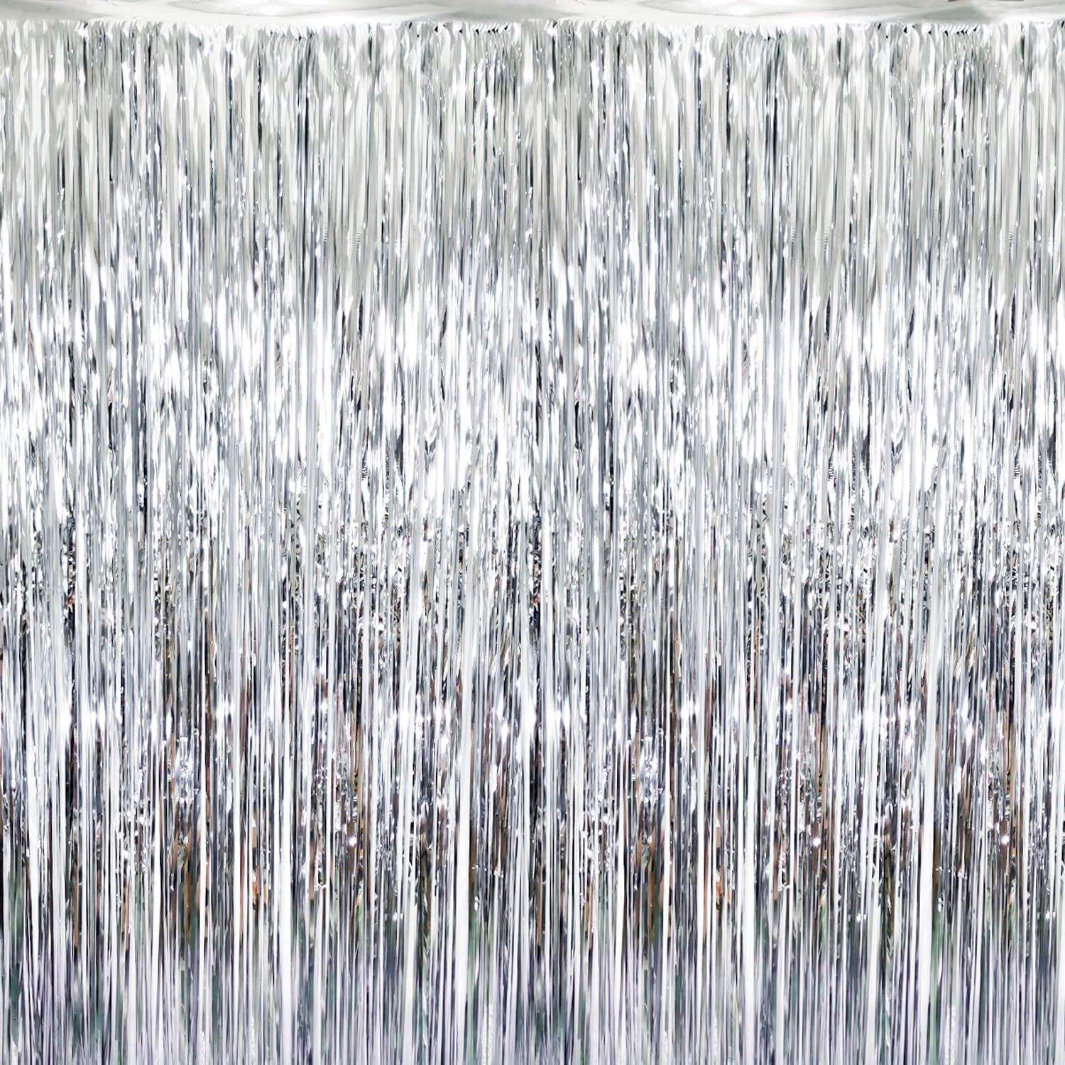 Amazon.com : Ohiyoo Silver Foil Fringe Curtains 50 Pack 3.2ft x 8.2ft ...