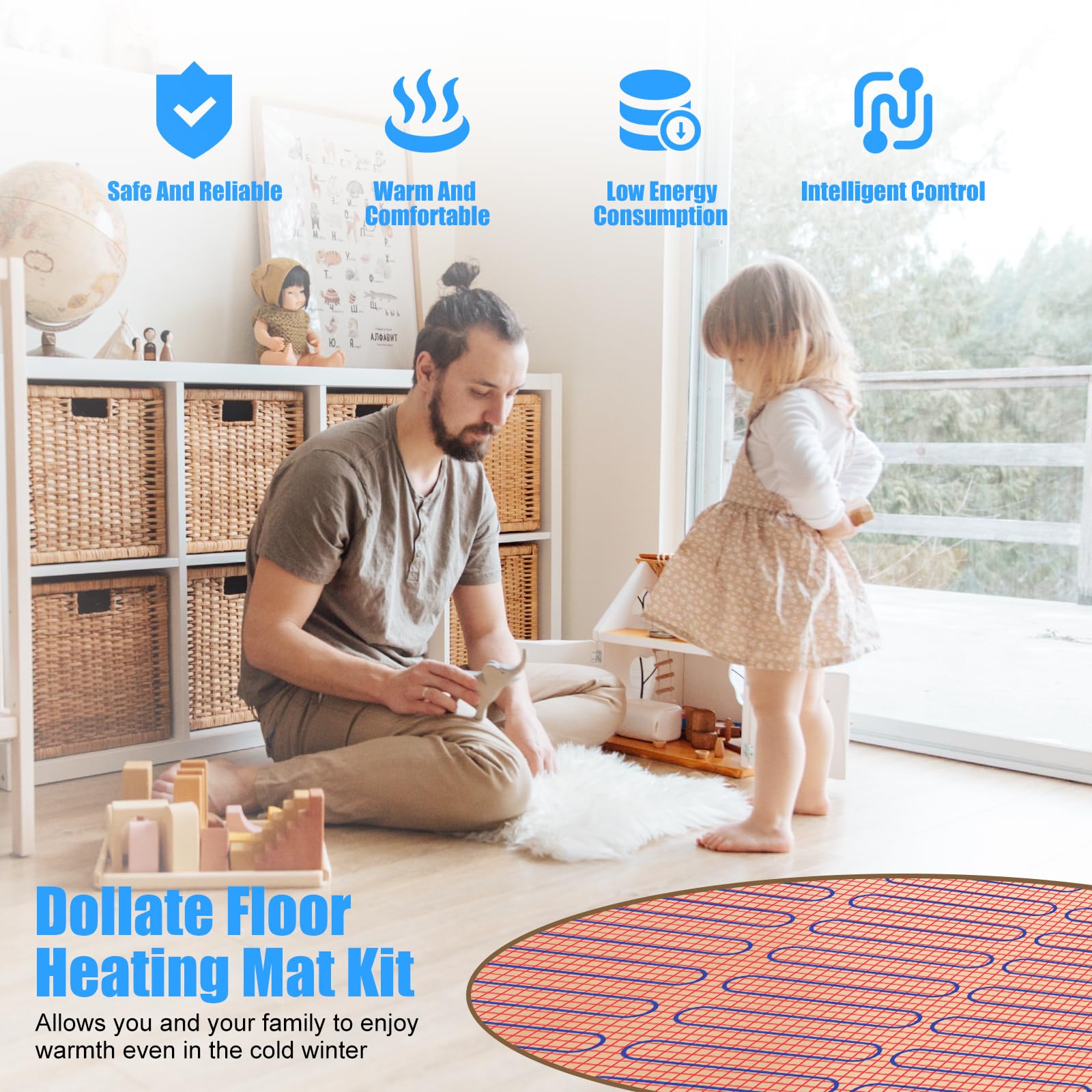 Snapklik.com : Dollate 65 Sqft Electric Radiant Floor Heating Mat,Under ...