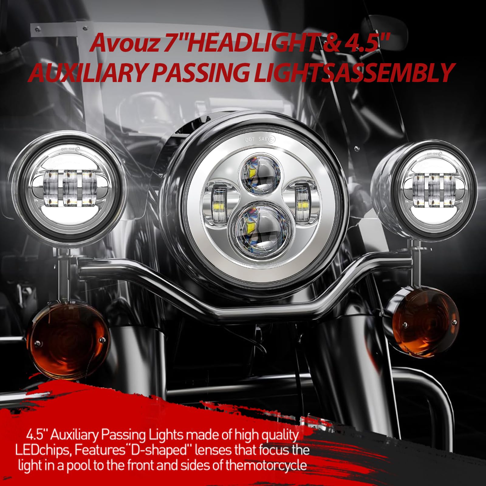 2004 Road King Passing Lights Led 7 Inch LED Headlight Fog Passing