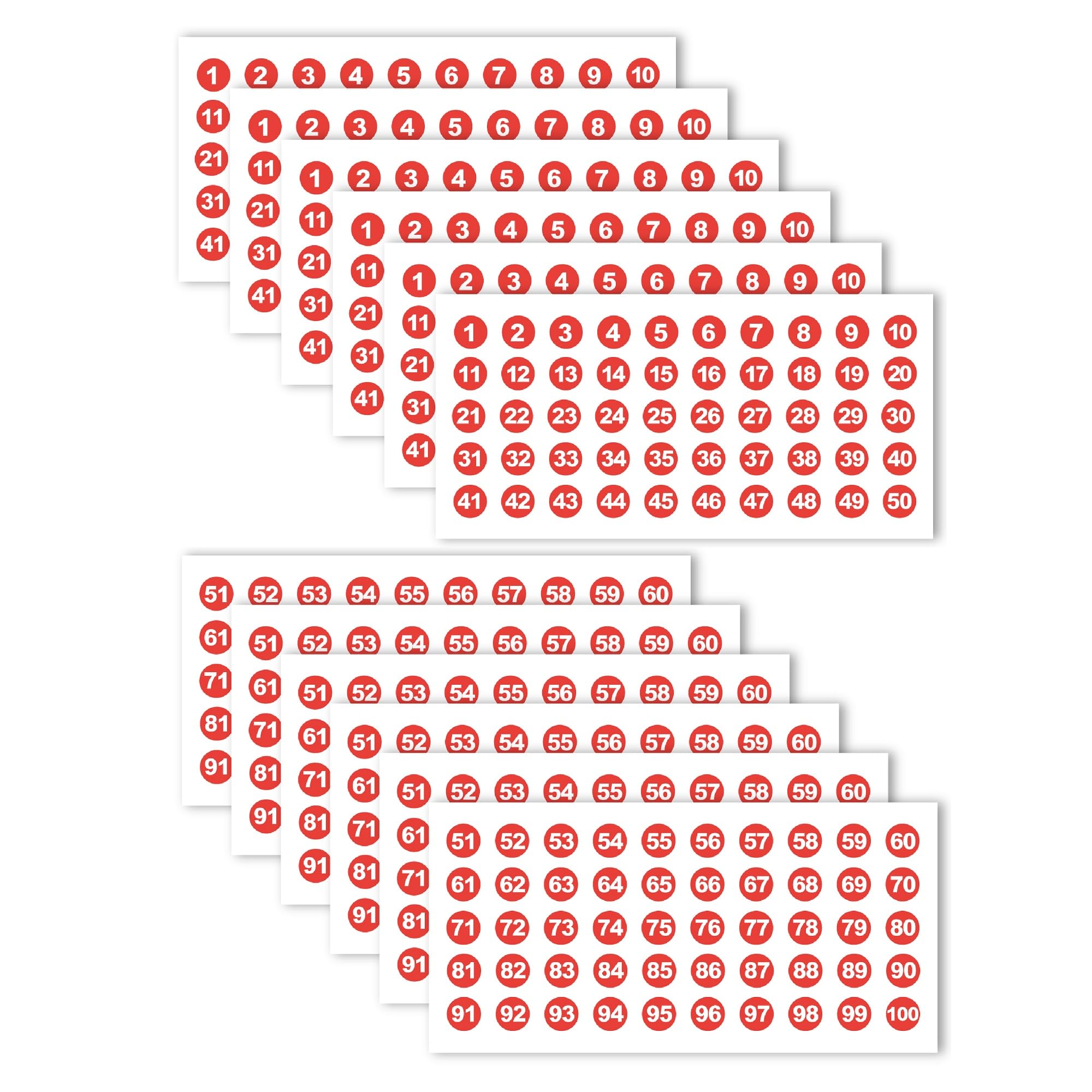 Amazon.com : 1200Pcs 1 to 100 Number Stickers, 24 Sheets Vinyl Number ...