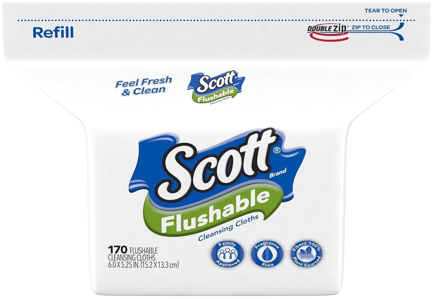 Amazon.com : Scott Flushable Cleansing Cloths Refill, 170 sheets 5.50 x ...
