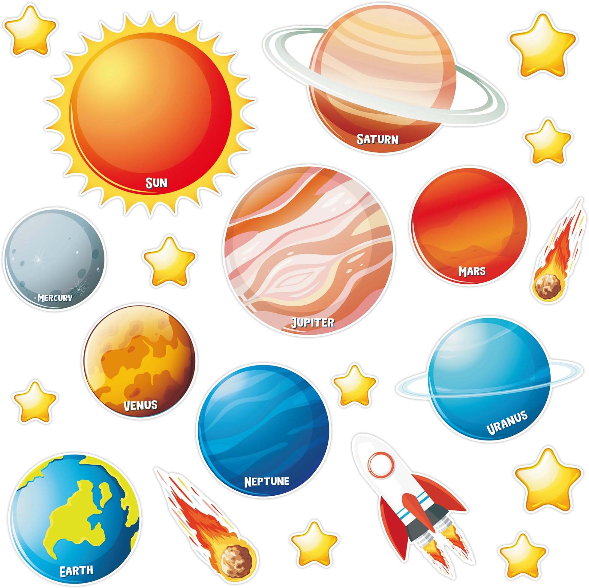 Amazon.com: Wonmon 60 PCS Solar System Cutouts for Classroom ...