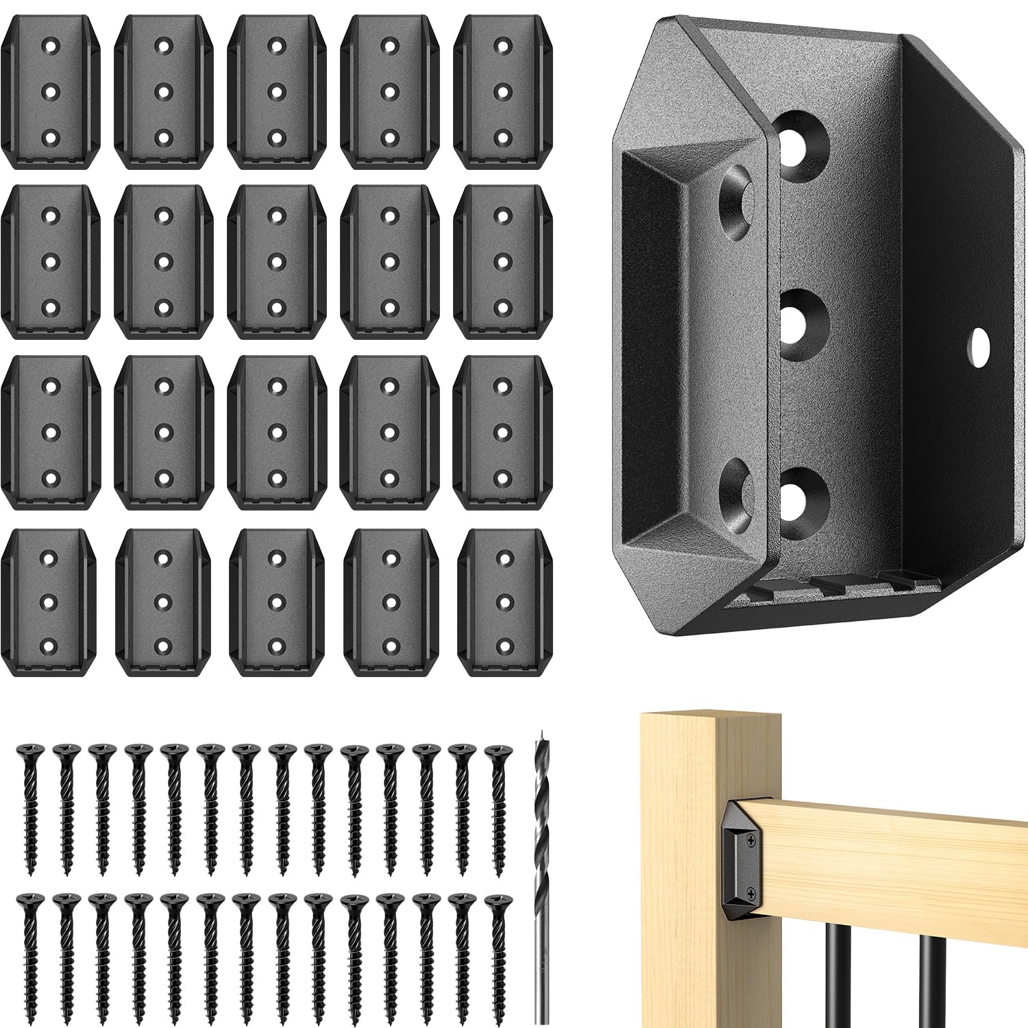 Funerlulu Aluminum 20 Pack Alloy Deck Railing Brackets for 2"x4 ...