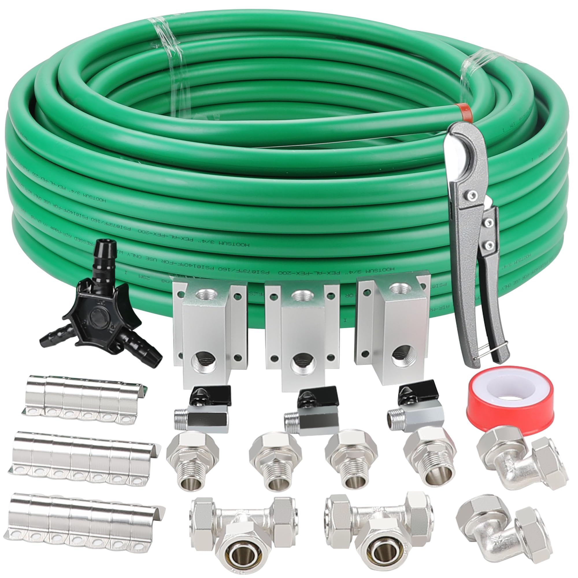Compressed Air Piping System, 3/4 Inch x 120 Feet HDPE Tubing, Aluminum ...