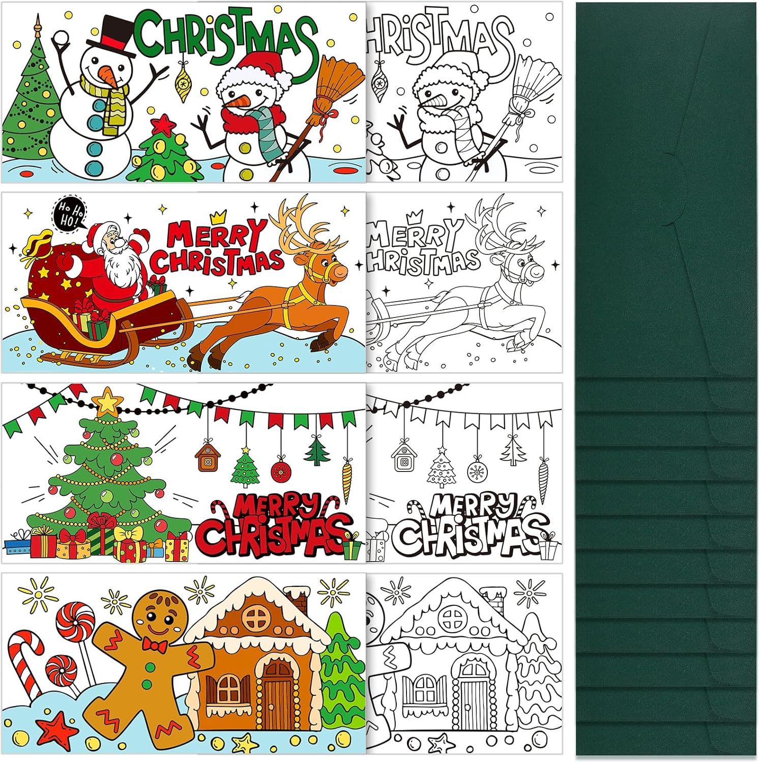 Tenare 16 Pack Colour Your Own Christmas Cards Xmas Colouring Greeting ...