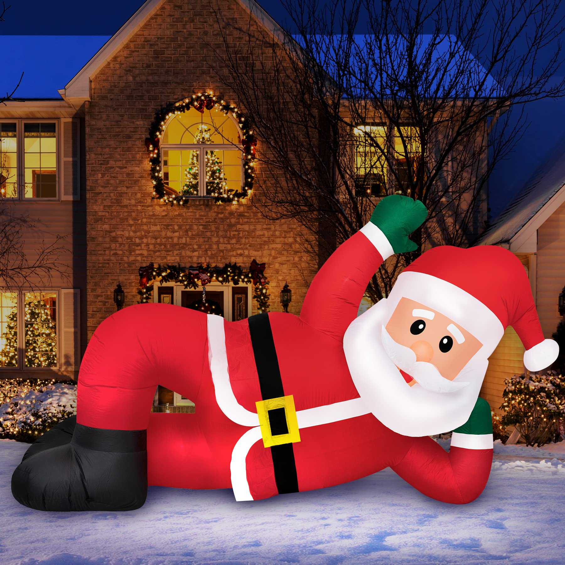Amazon.com: Holidayana Christmas Inflatables Large 10 ft Lounging Santa ...