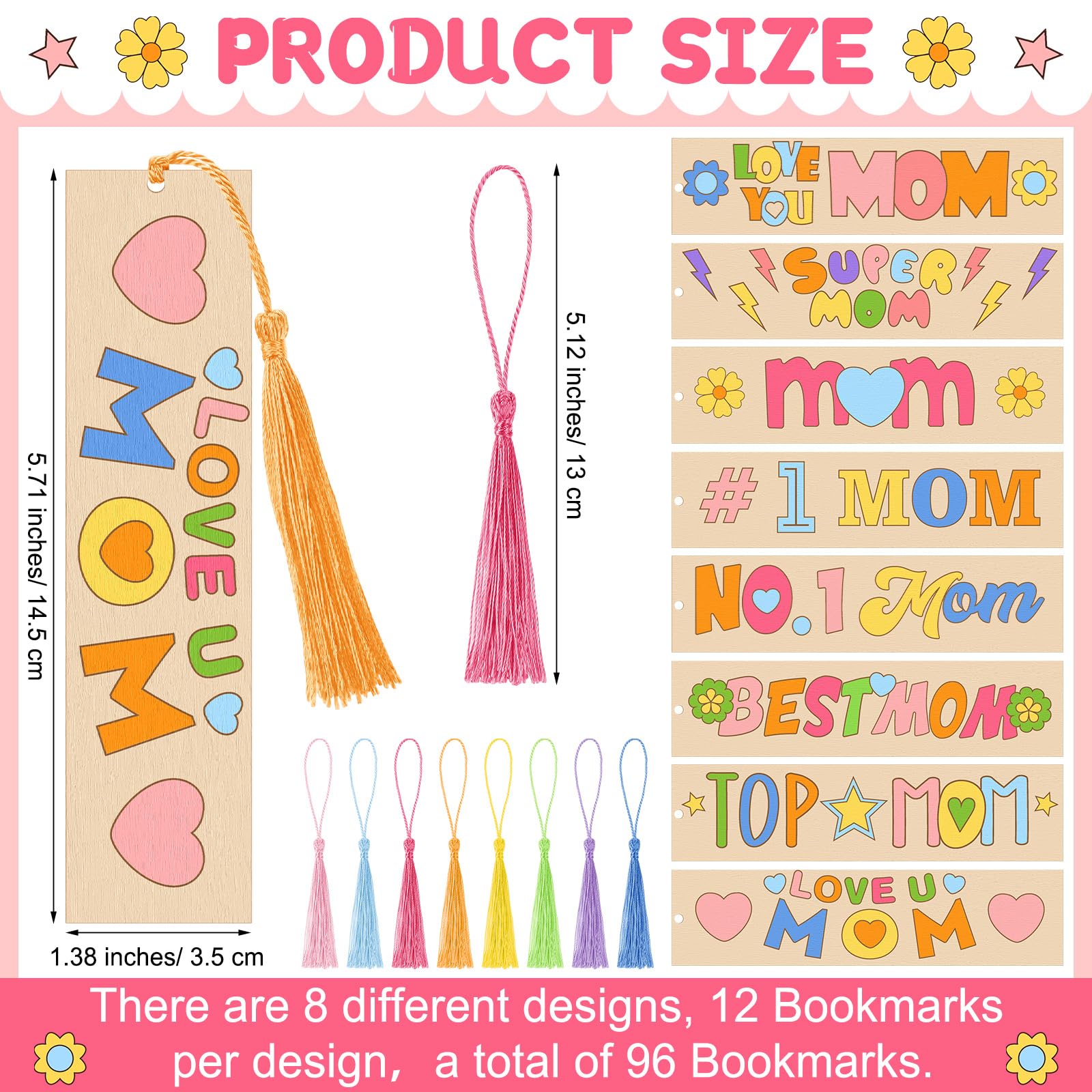 Snapklik.com : Sinload 96 Pcs Color Your Own Mothers Day Bookmarks For ...