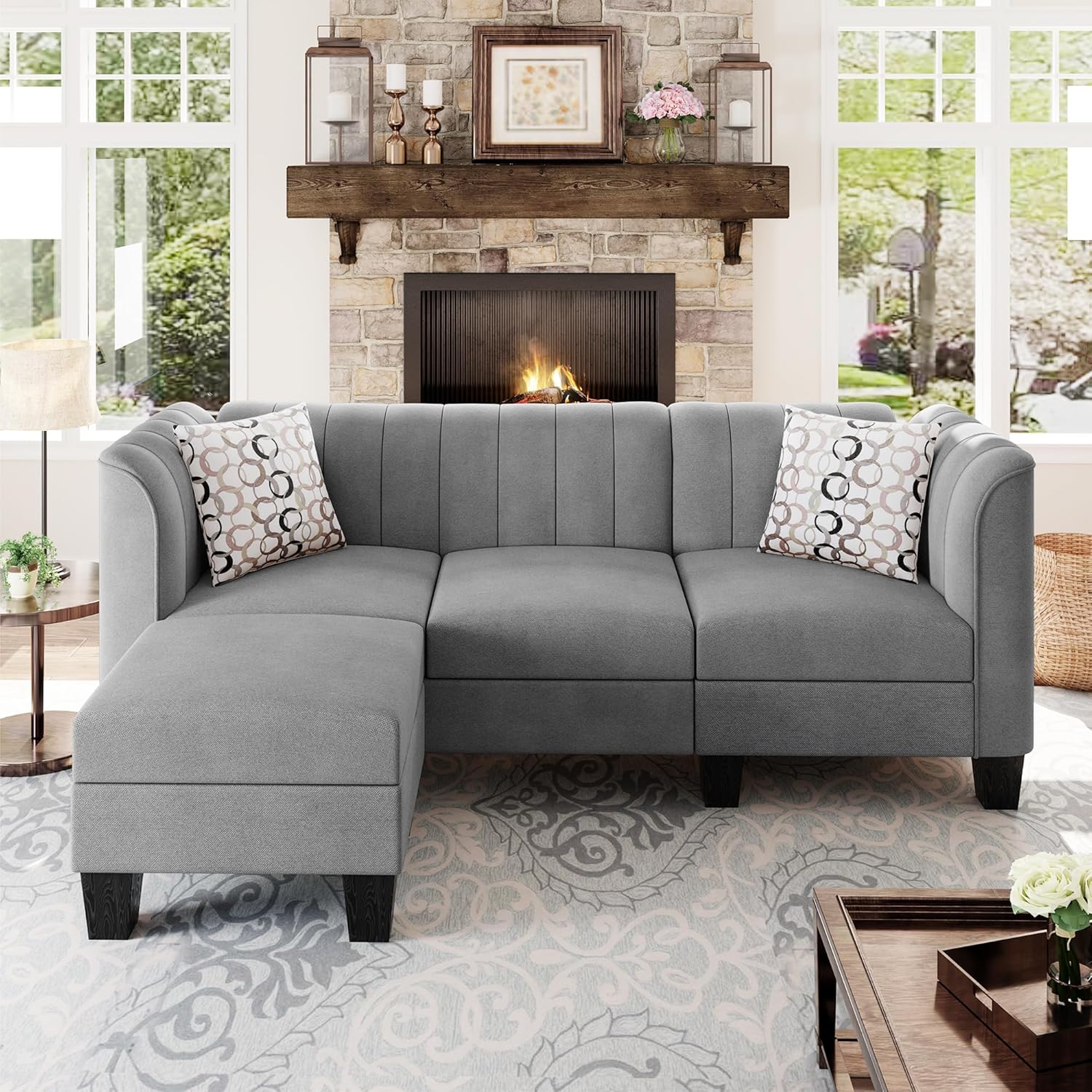 Amazon.com: Shintenchi Upgraded Convertible Sectional Sofa Couch with ...