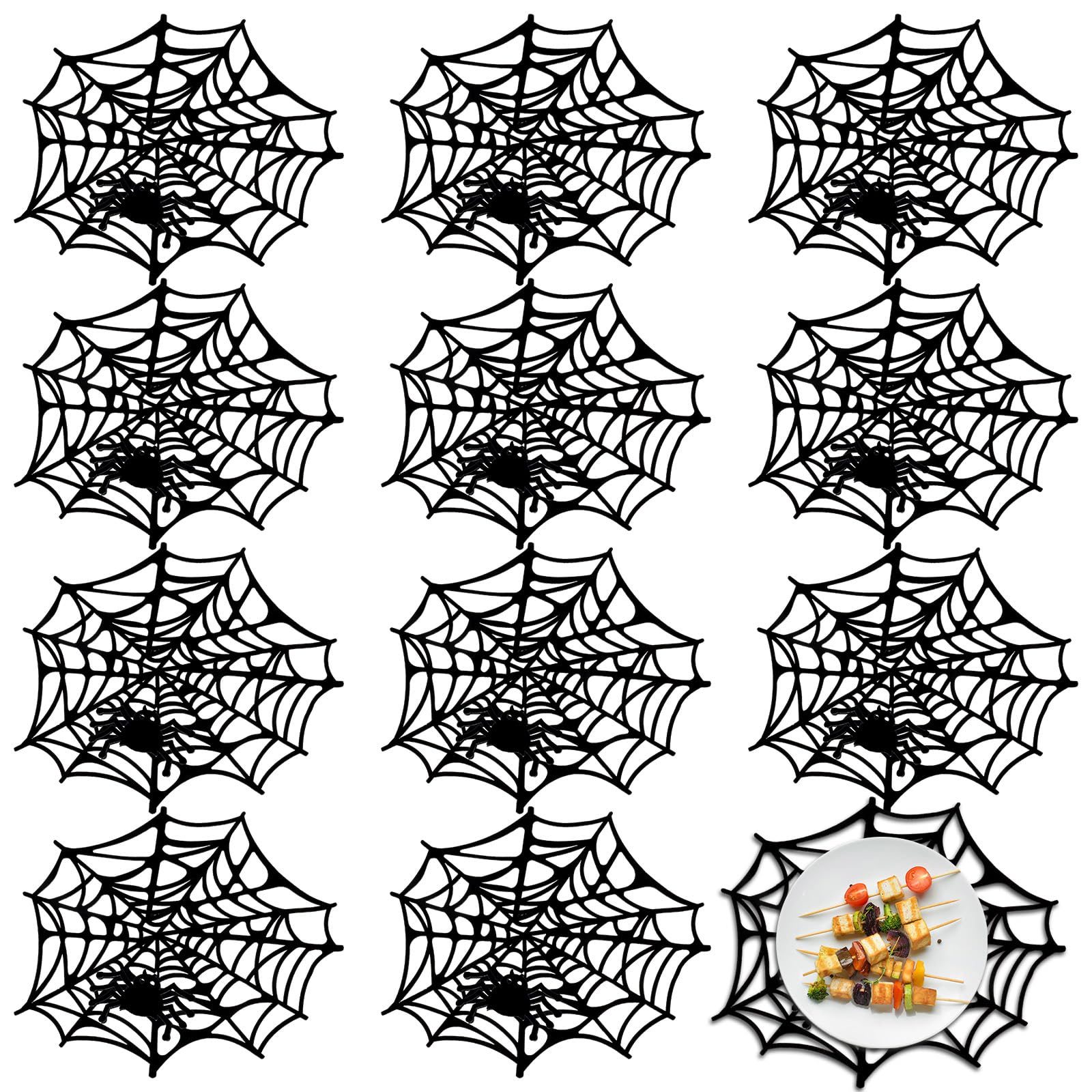 Amazon.com: Newwiee Halloween Spider Placemats 13 Inches Felt Halloween ...