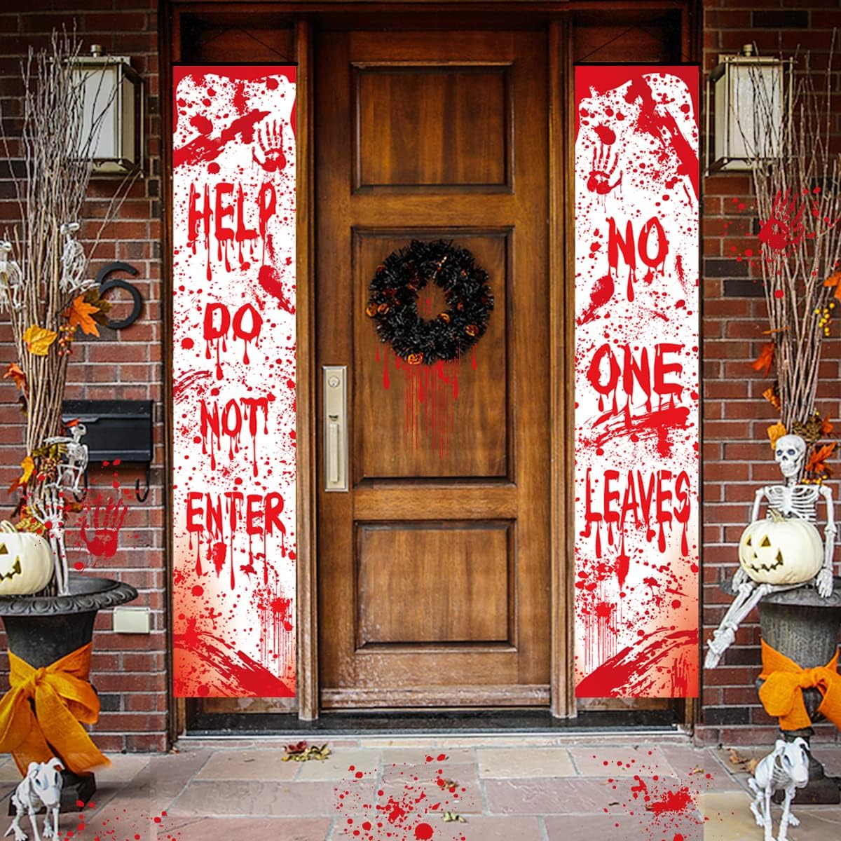 Amazon.com : Halloween Bloody Porch Signs, Bloody Handprint Decorations ...