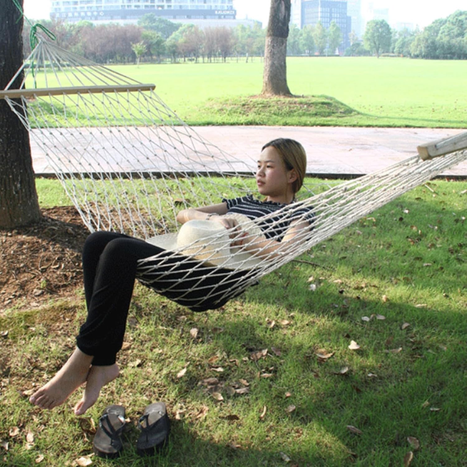Amazon.com : Double Rope Hammock, Handwoven Traditional Cotton Rope ...