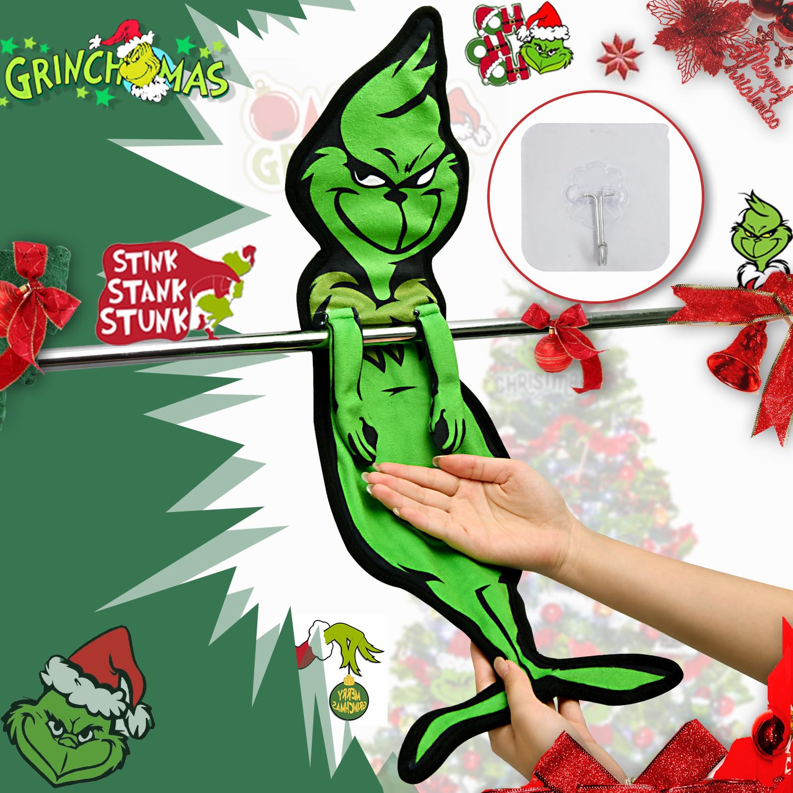 Amazon.com: Fun Grinchy-Shaped Christmas Hand Towels for Bathroom ...