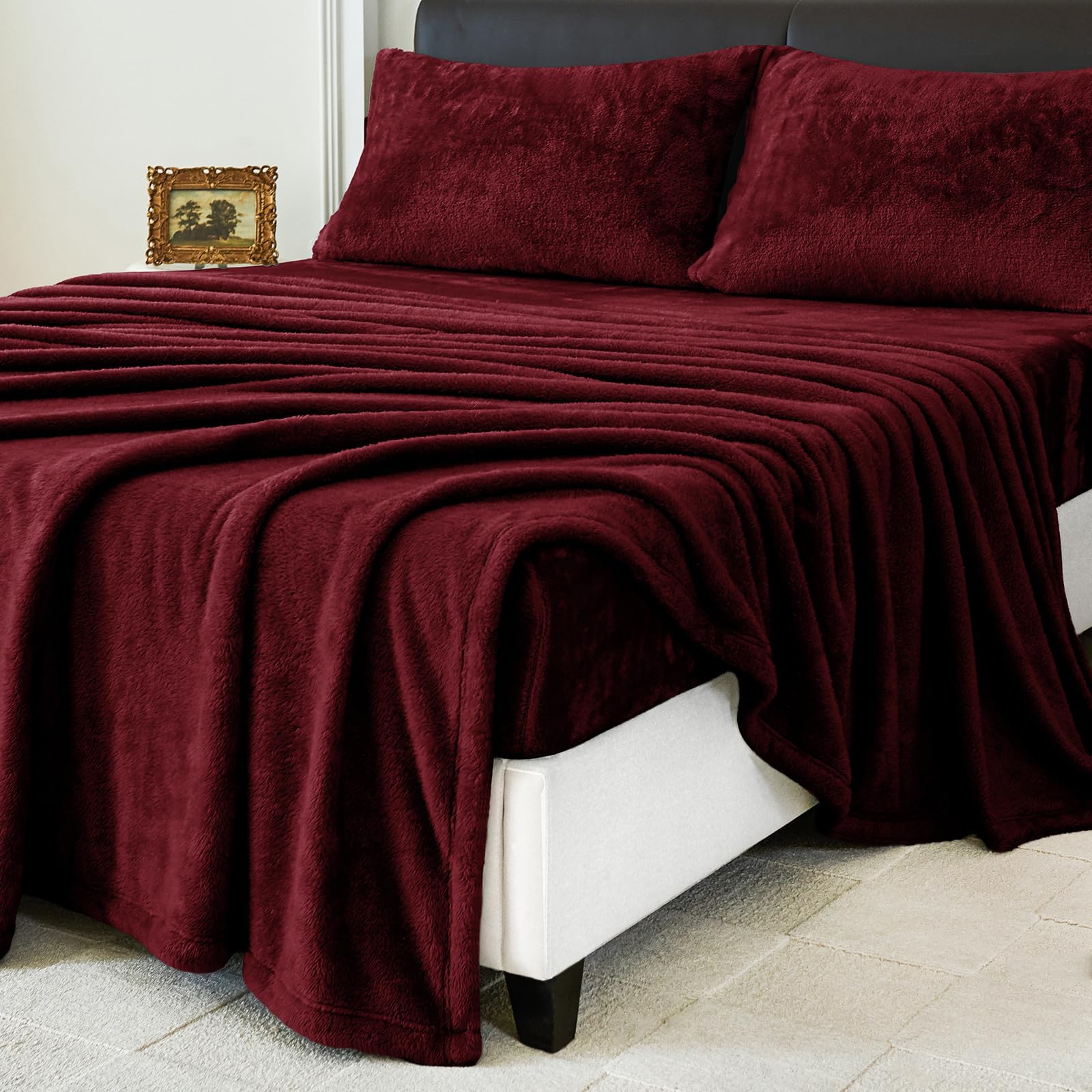 Amazon.com: HCORA Faux Fur King Size Sheets Set, Luxury Soft Fleece Bed ...
