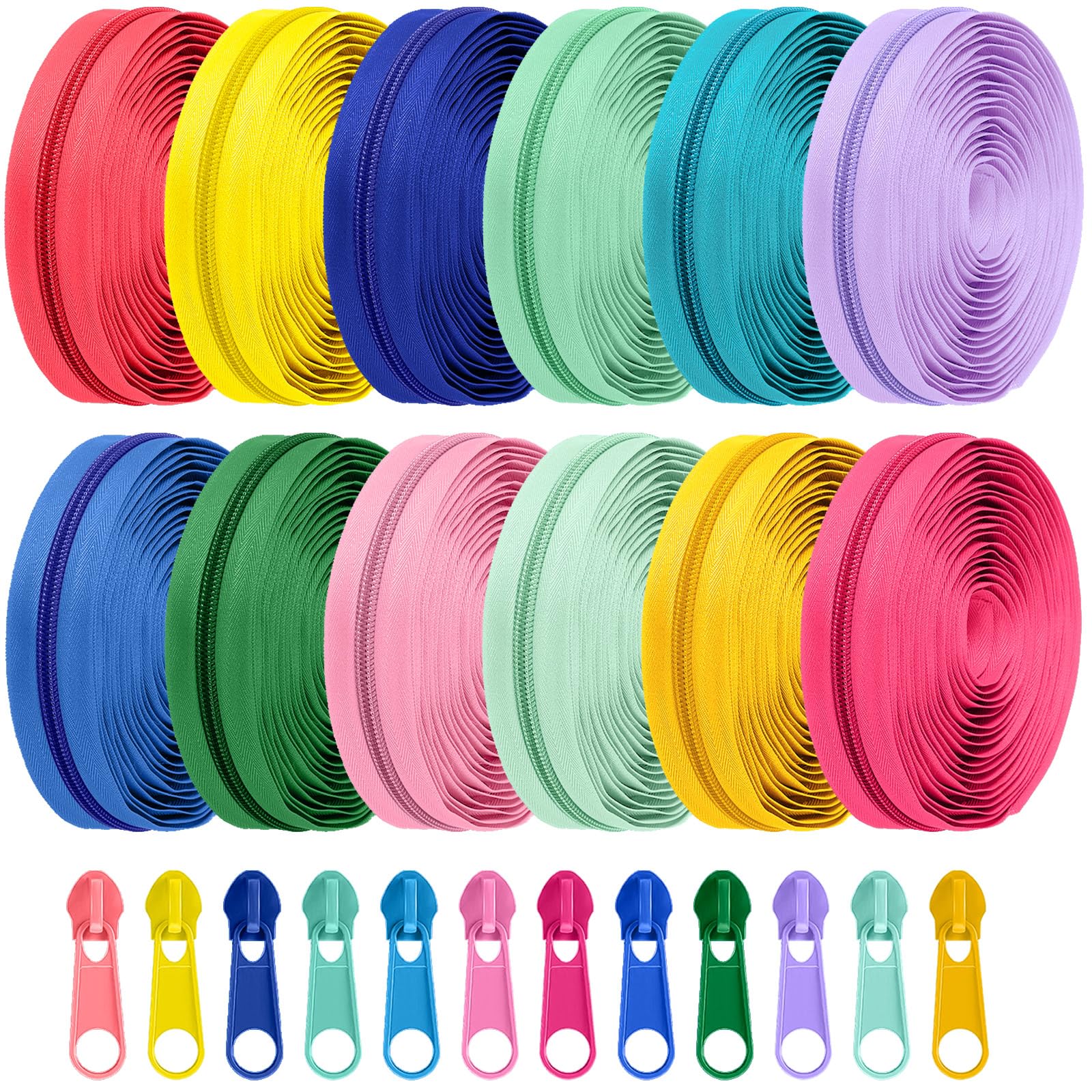 Amazon.com: Syhood 36 Yards 12 Pieces #5 Sewing Zippers Assorted Small ...