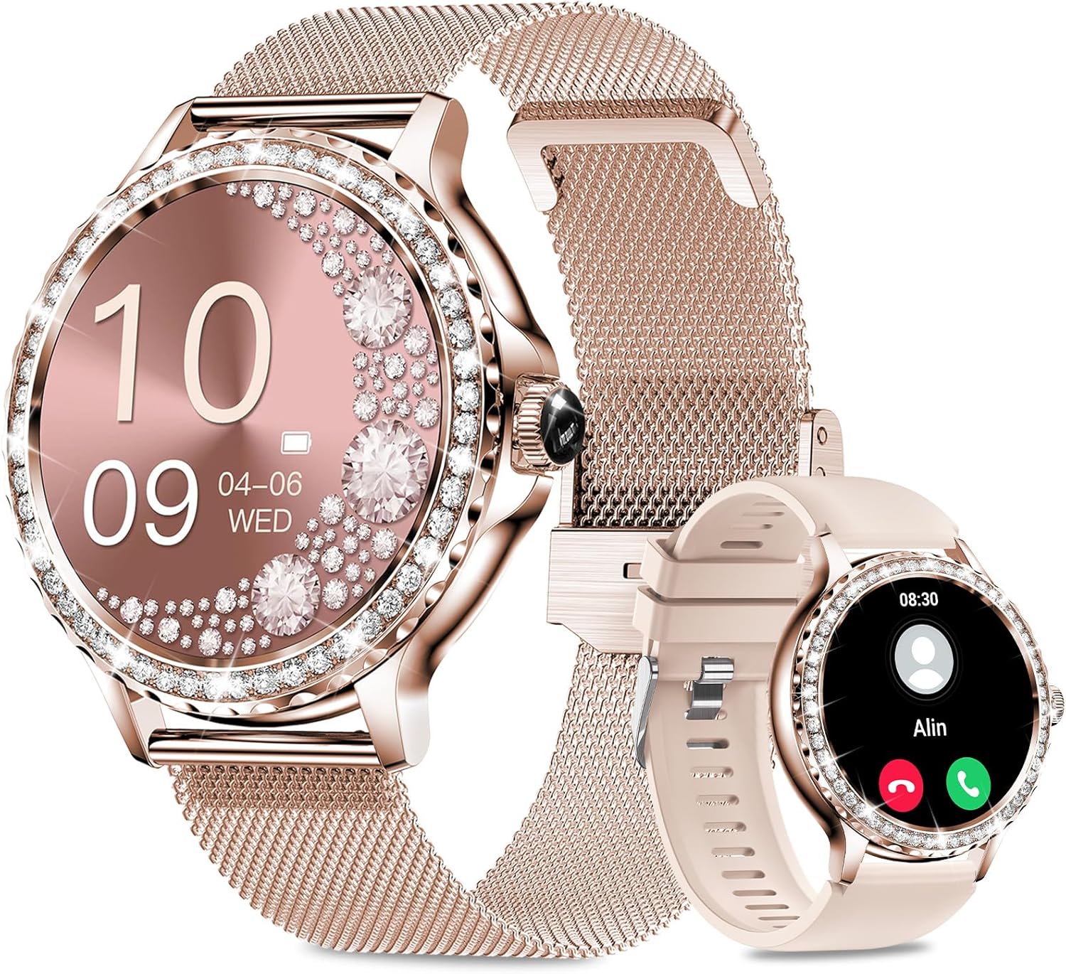 Efolen Smart Watches for Women with Diamonds (Answer/Make Call), 1.3 ...