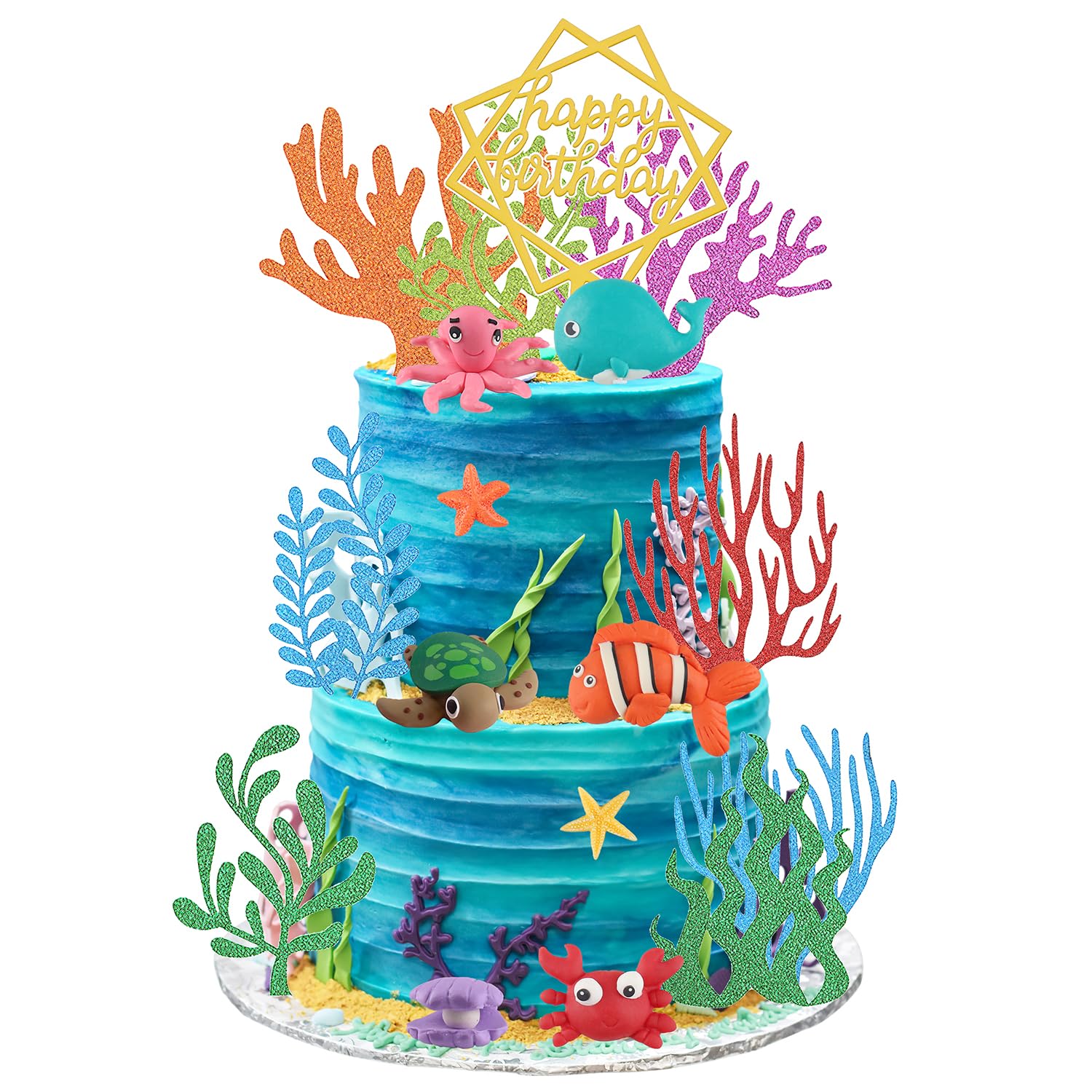 Amazon.com: Sea Ocean Cake Toppers Under the Sea Cake Decorations with ...