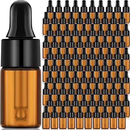 Amazon.com: 100 Pcs Amber Glass Mini Dropper Bottles Essential Oil ...