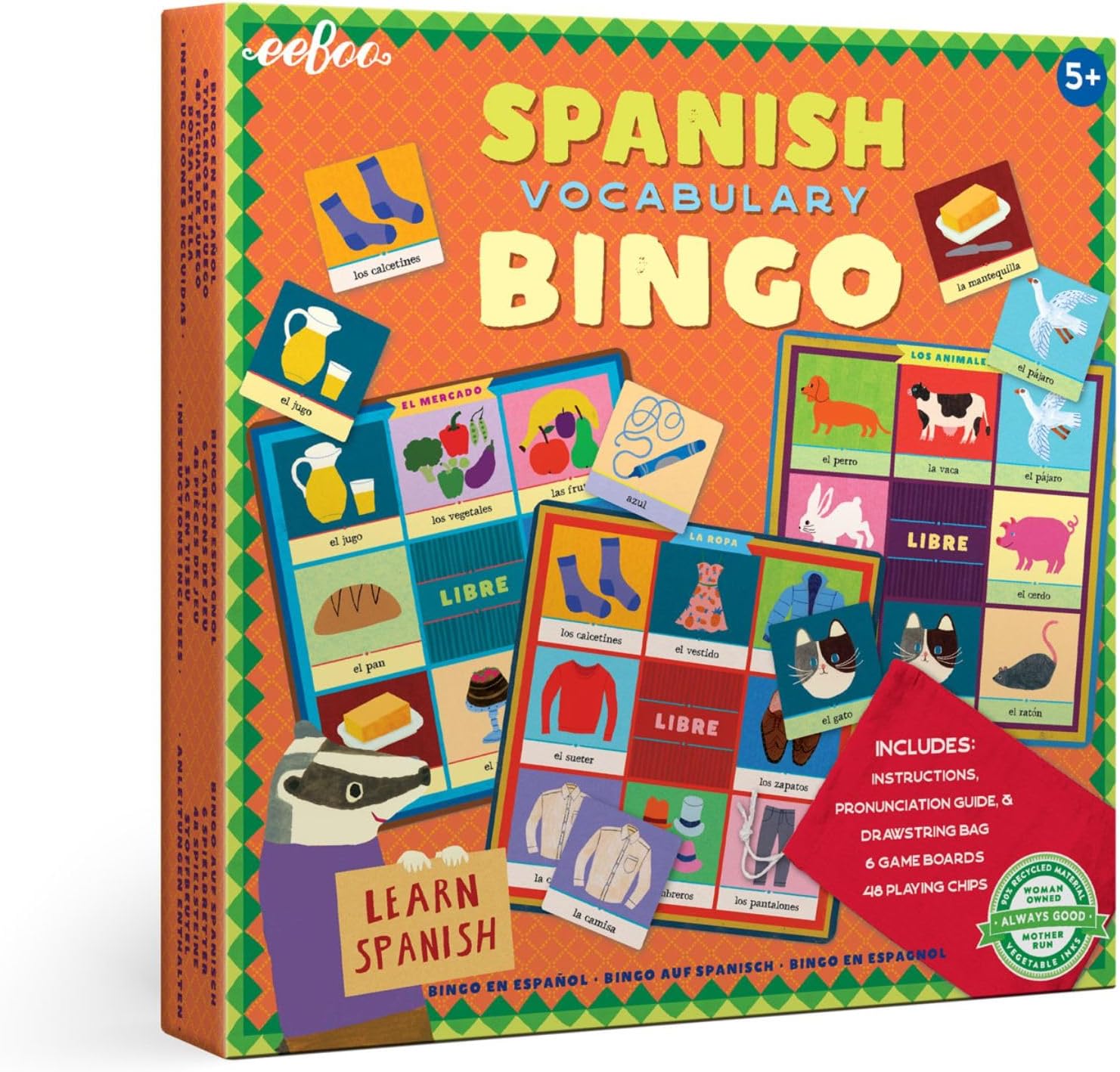 Amazon.com: eeBoo: Juego de vocabulario de bingo en español, un juego ...