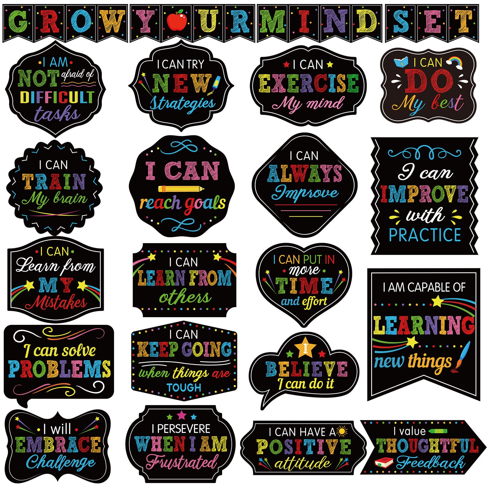 Buy 23 Sheets Growth Mindset , Grow Your Mindset Bulletin Board Sets ...