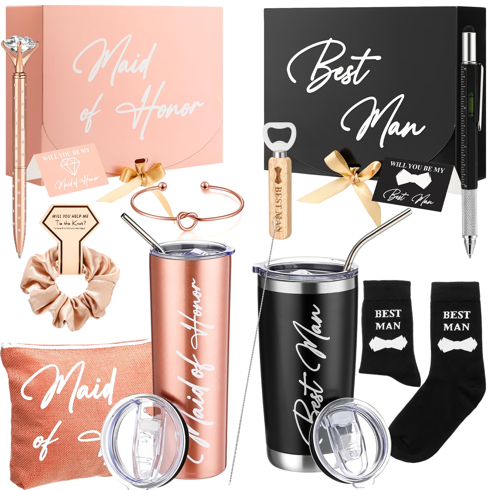 Amazon.com | Funnymoom 13 Pcs Bridesmaid and Groomsmen Gifts Set Maid ...